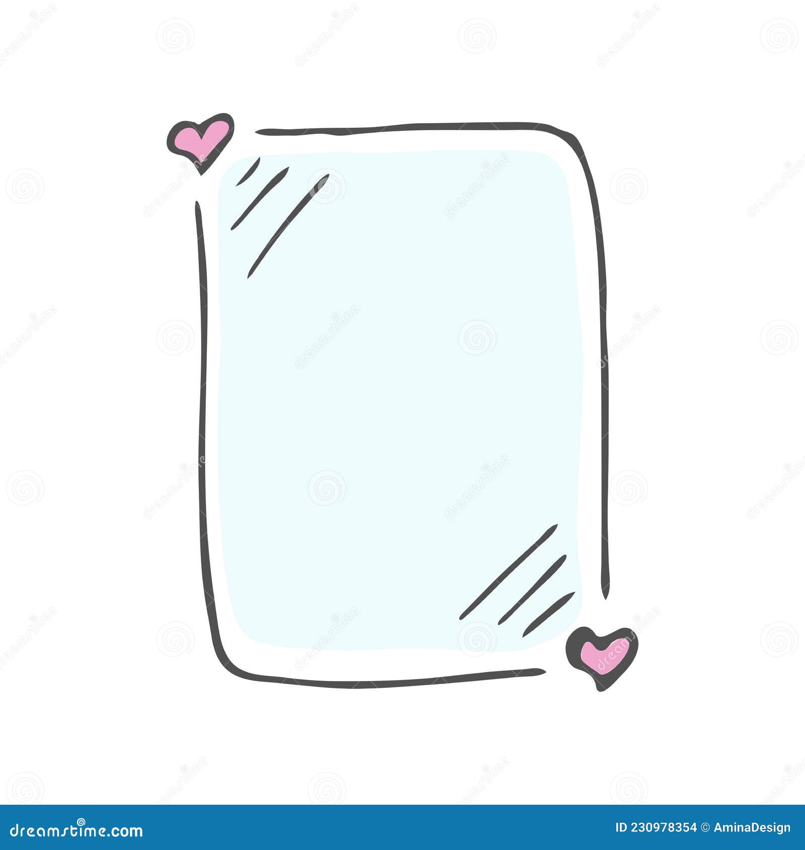 Vertical Rectangle Doodle Frame with Varied Simple Small Hearts ...