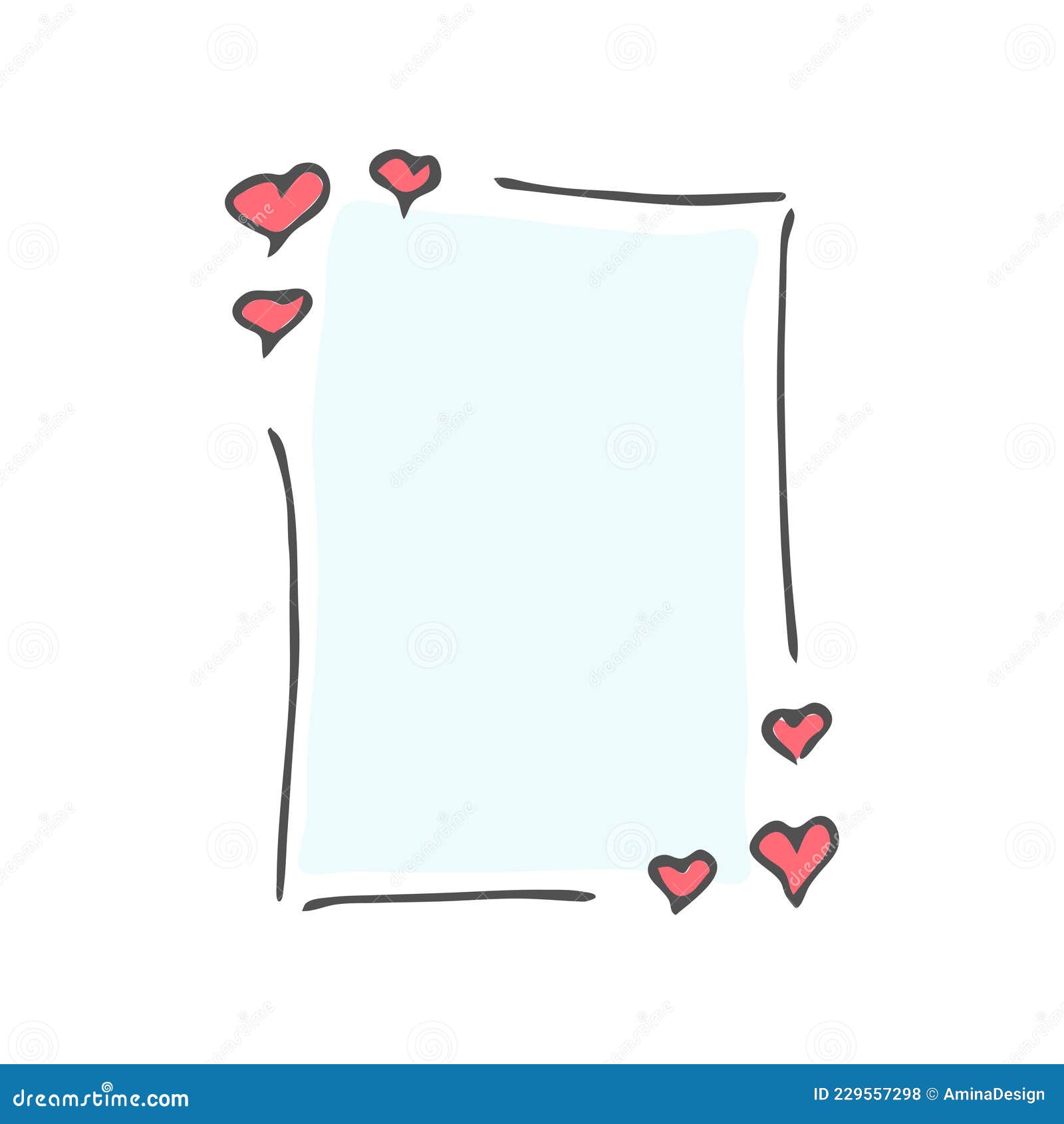 Vertical Rectangle Doodle Frame with Varied Simple Small Hearts ...