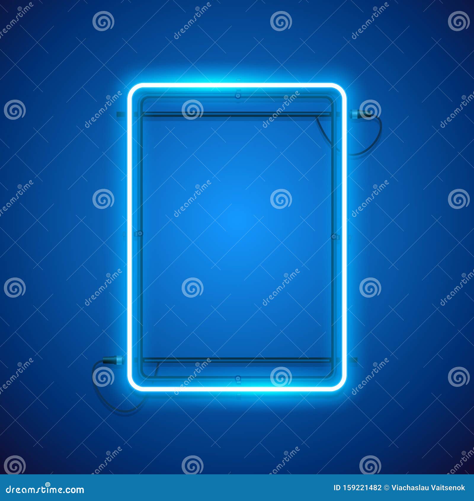 Rectangular Blue Neon Frame Stock Vector - Illustration of flare ...