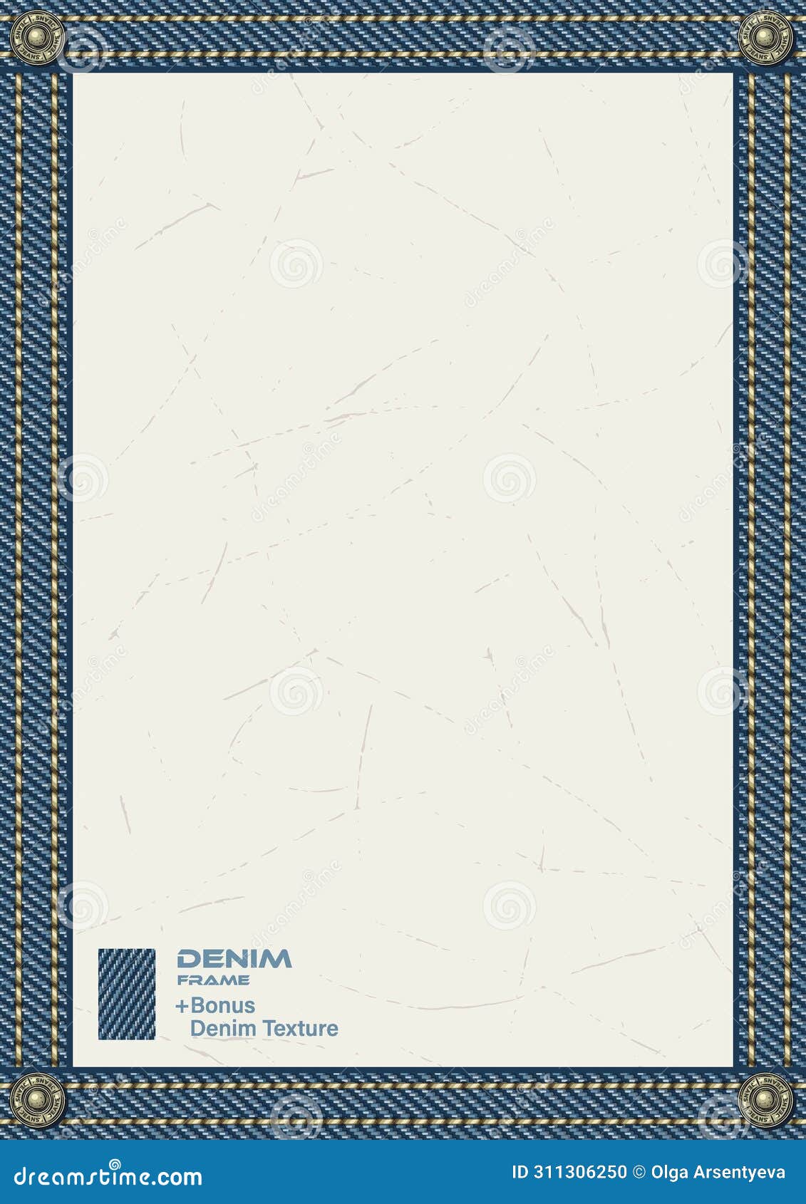 Vertical Rectangular Frame in Denim Style Stock Vector - Illustration ...