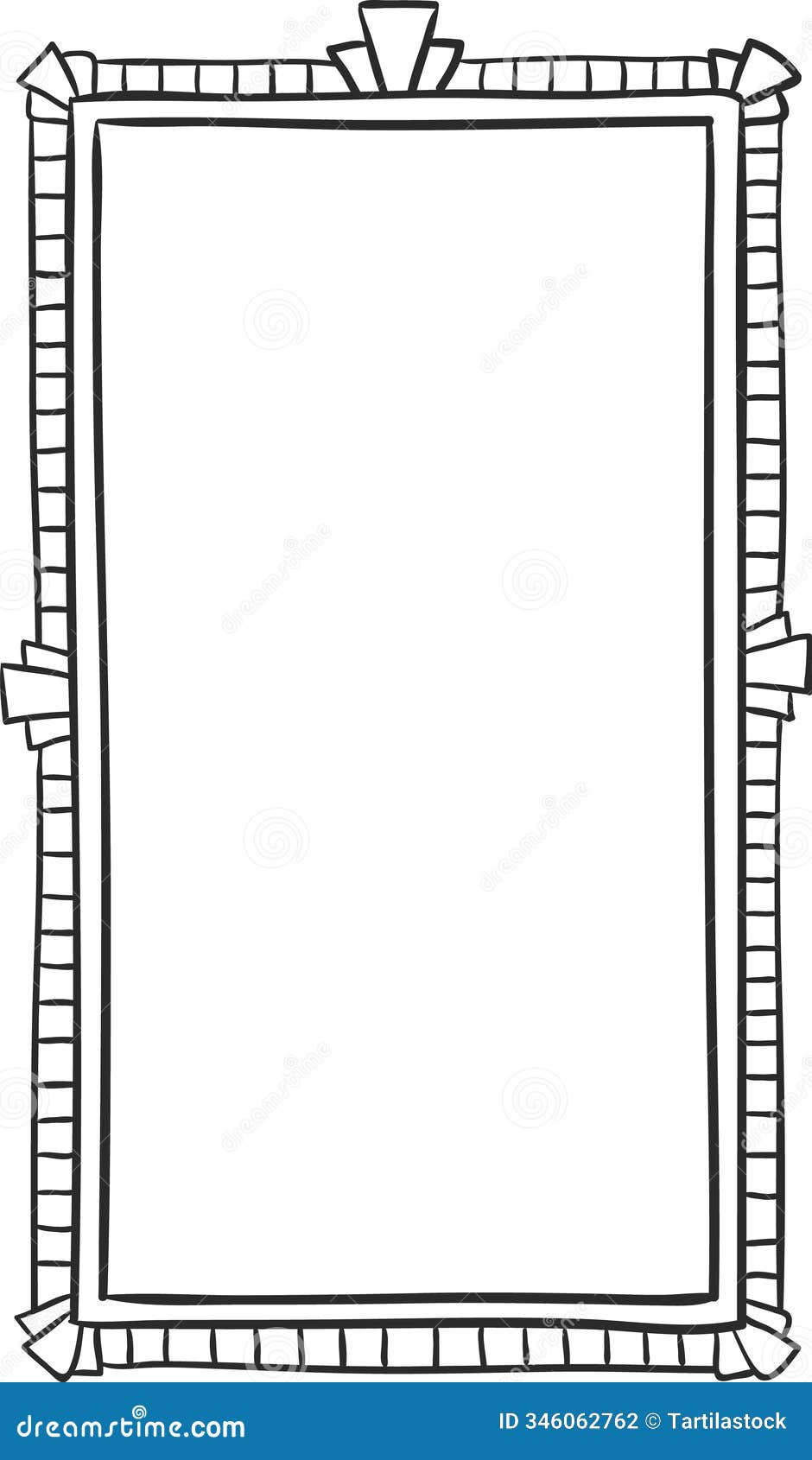 Vertical Rectangular Frame Featuring Decorative Corners and a Striped ...