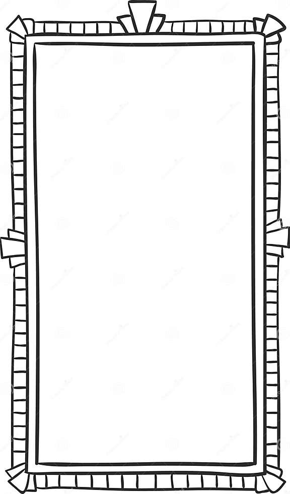 Vertical Rectangular Frame Featuring Decorative Corners and a Striped ...