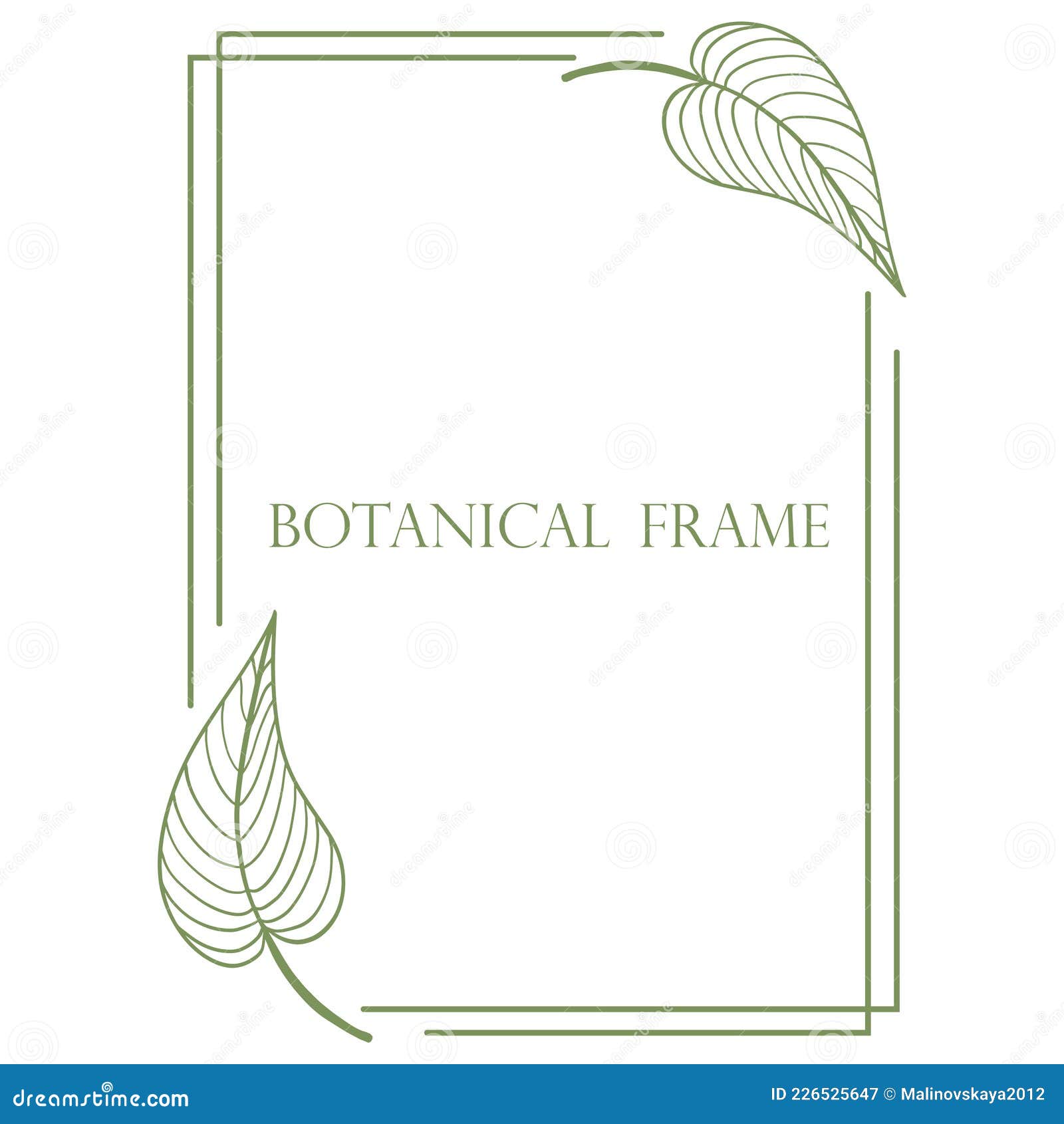 Vertical Rectangular Frame with Leaves Vector Illustration. Stock ...