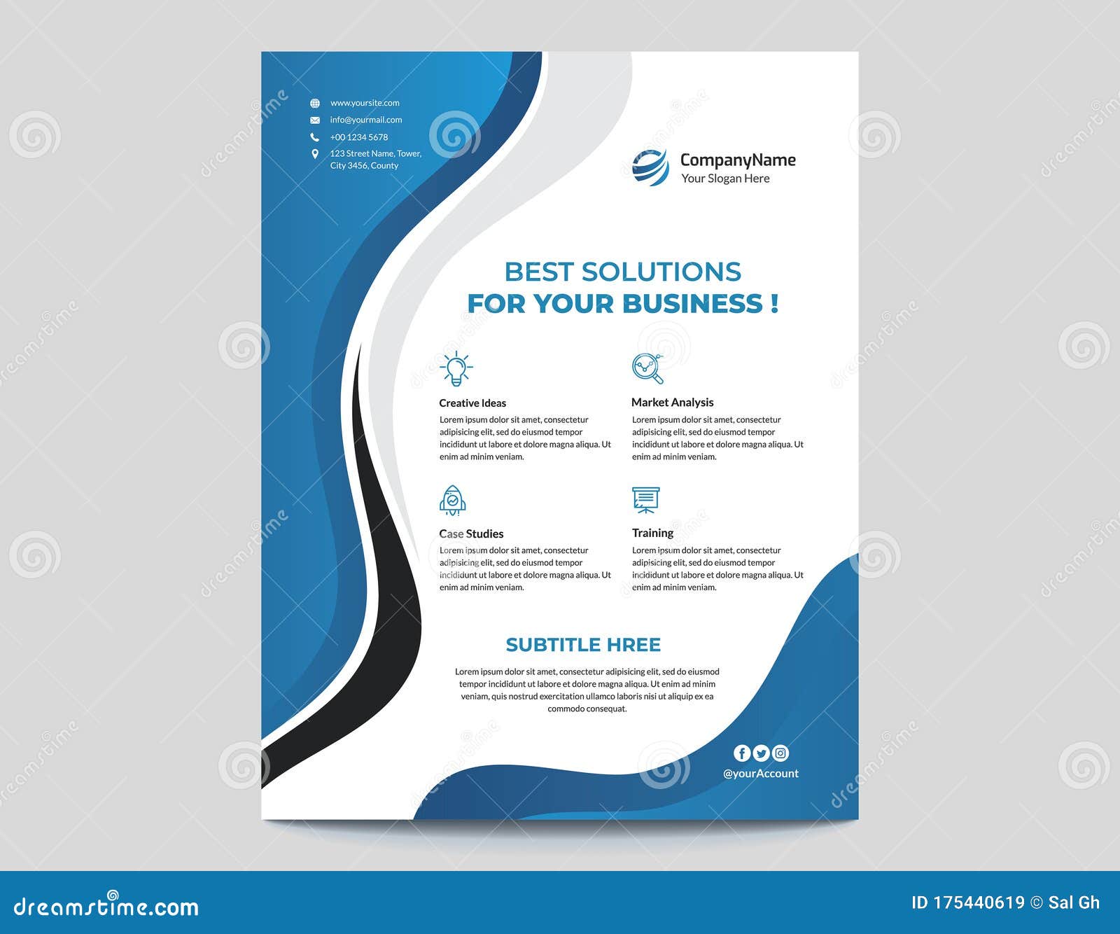 Simple Blue Waves Corporate Flyer Stock Vector - Illustration of ... Simple Blue Waves Corporate Flyer Stock Vector - Illustration of ...