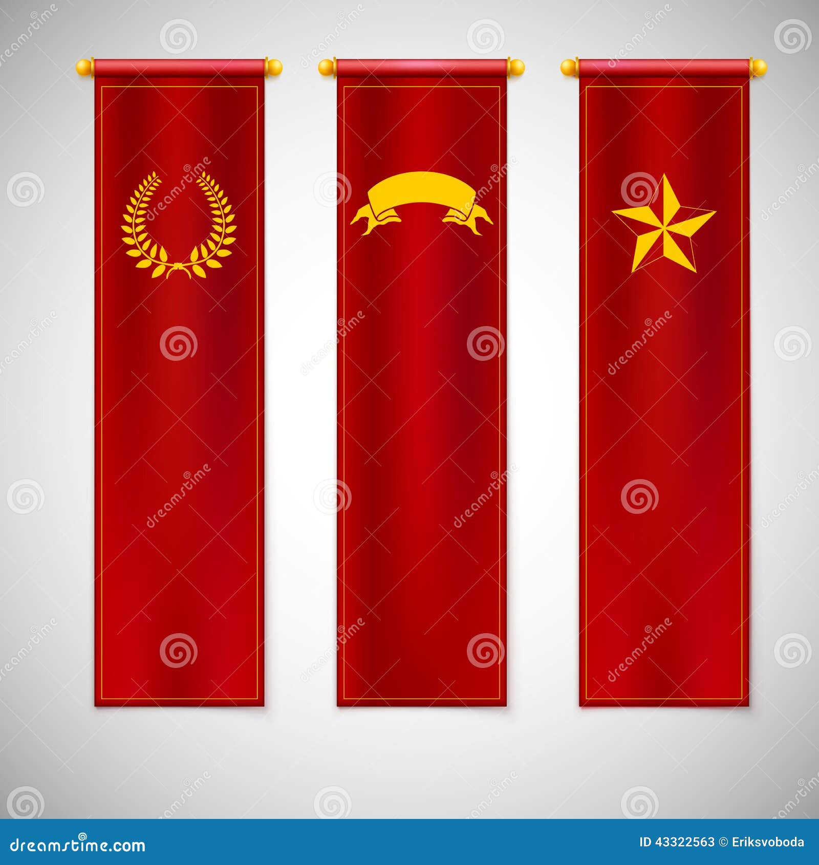 Vertical Red Flags with Emblems. Stock Vector - Illustration of hanging ...