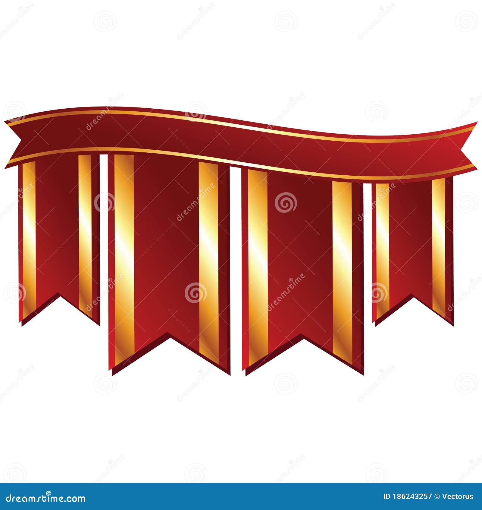 Vertical Red and Golden Color Ribbon Flags Stock Vector - Illustration ...