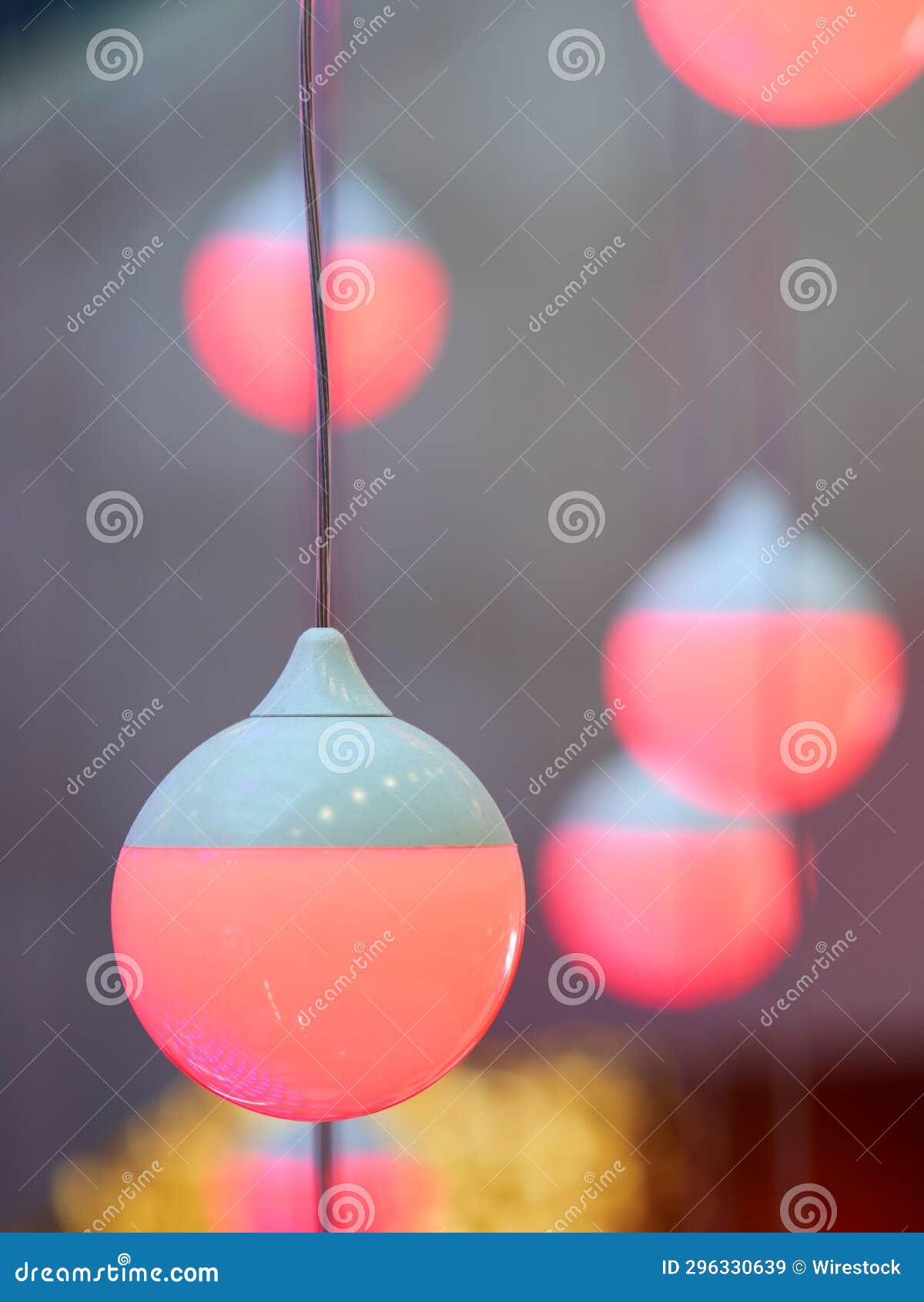 Vertical of Red Lightbulbs Hanging from a Ceiling Stock Image - Image ...