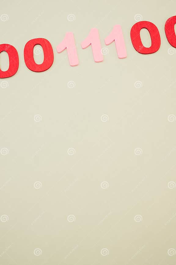 Vertical of Red and Pink Binary Codes on a White Surface Stock Photo ...