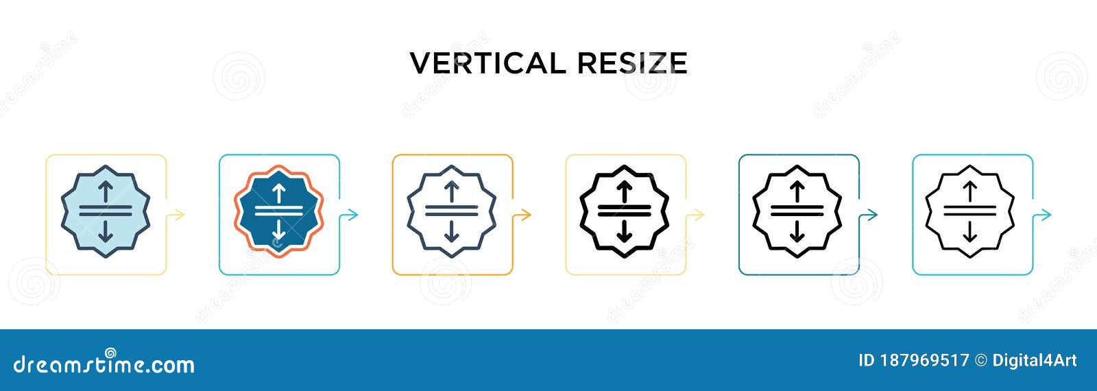Vertical Resize Vector Icon in 6 Different Modern Styles. Black, Two ...