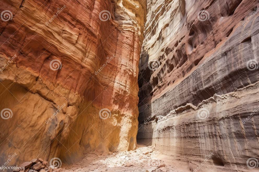 Vertical Rock Layers in a Canyon Wall Stock Image - Image of erosion ...