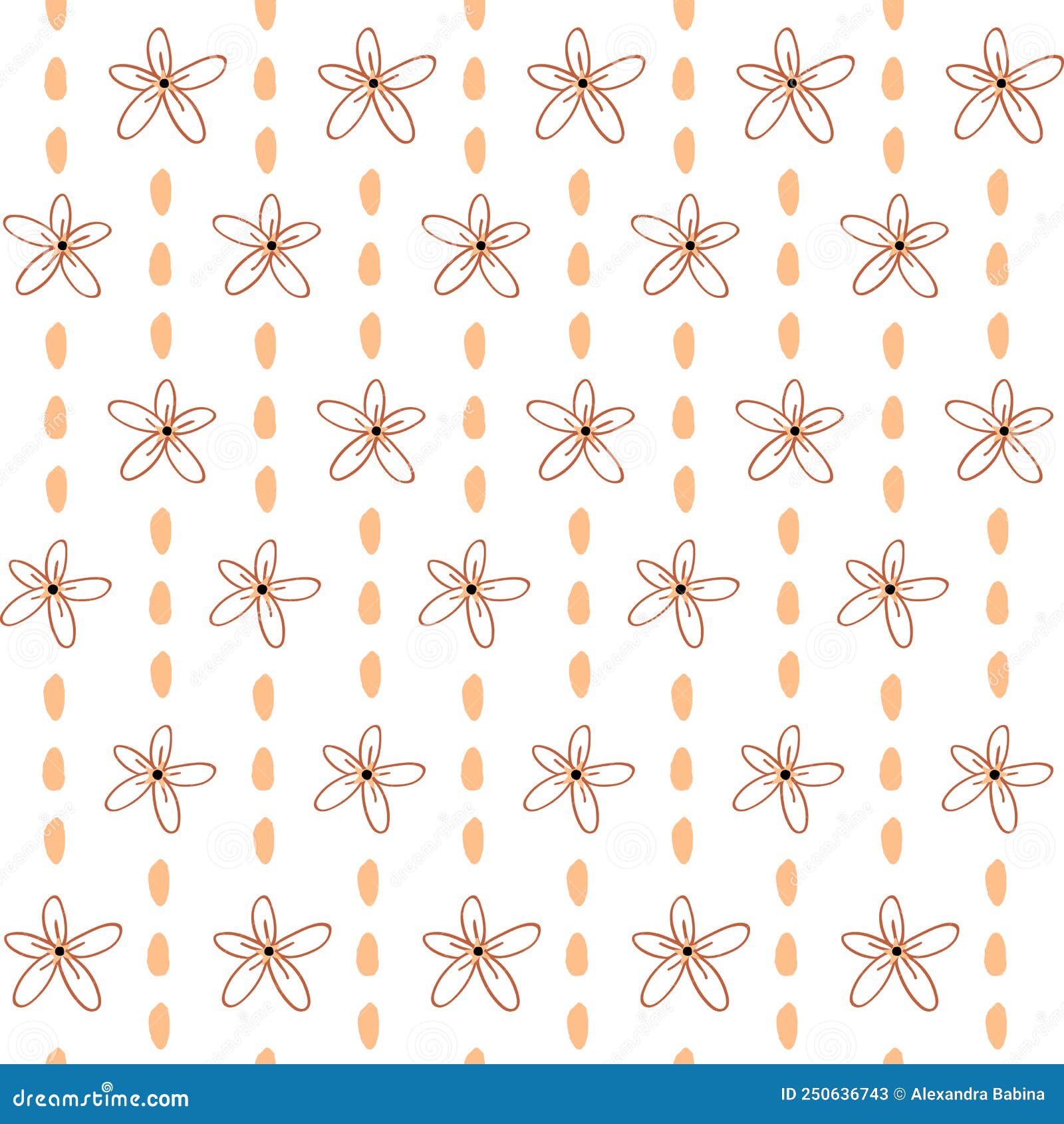 Vertical Row Flowers and Spots Seamless Pattern. Stock Vector ...