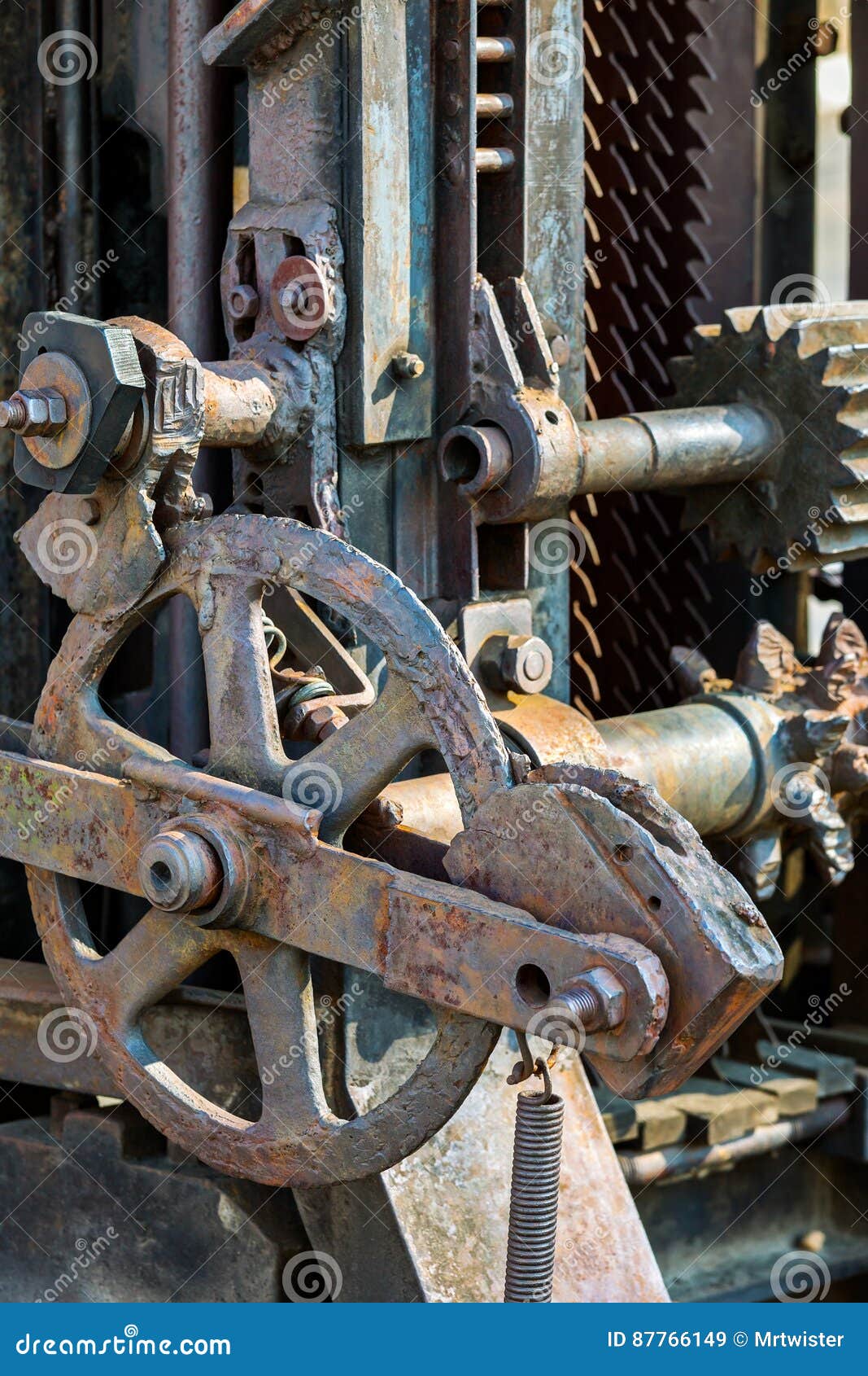 Vertical Sawing Machine. Rusty Mechanical Cutting Equipment Stock Image ...