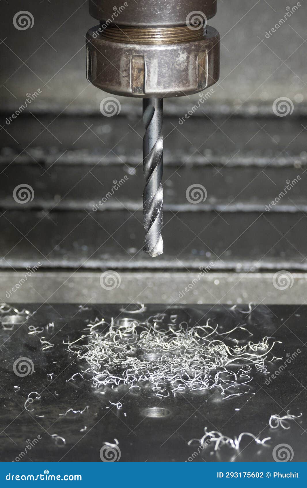 The Vertical Scene Of CNC Milling Machine Cutting The Mold Parts With ...