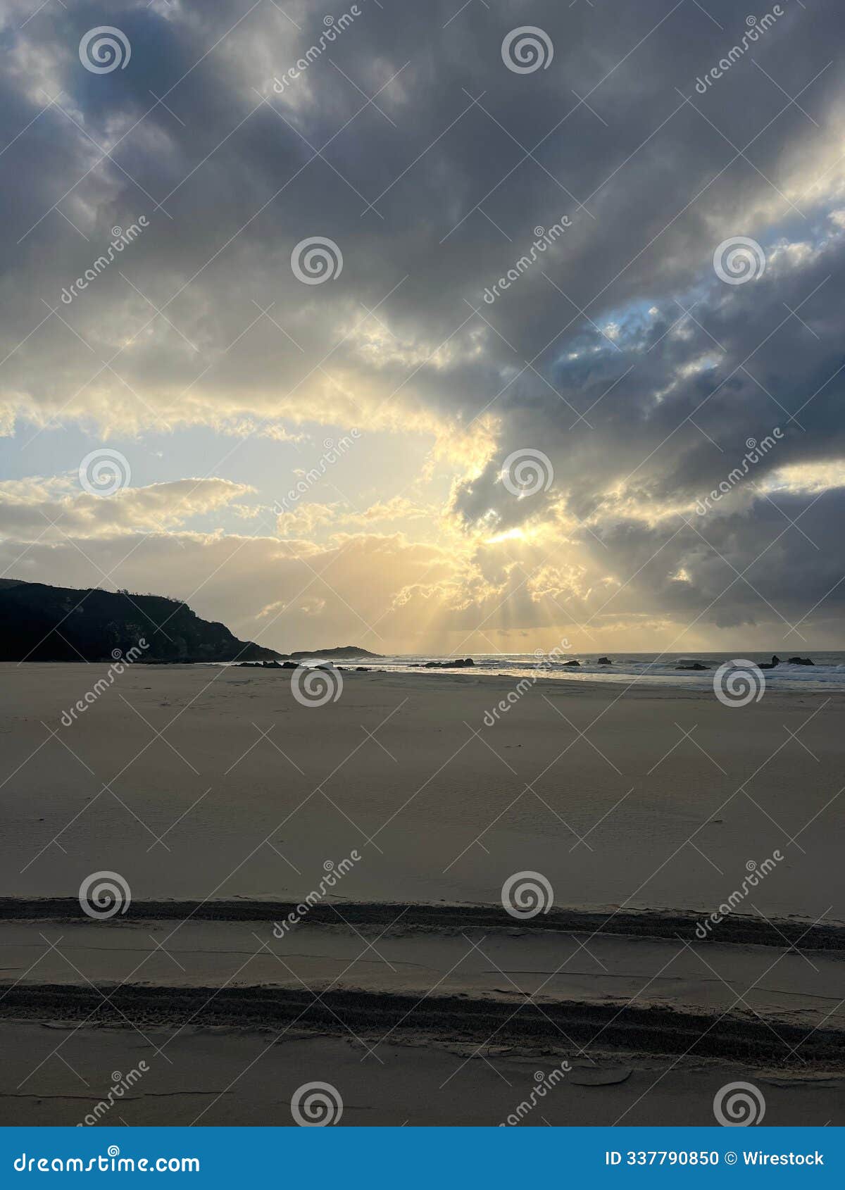 Vertical Scene of Tropical Sandy Beach on a Sunny Day with Cloudy Sky ...
