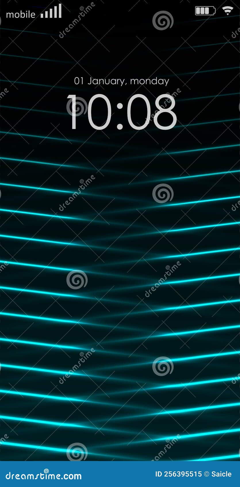 Vertical Screensaver with Blue Abstract Neon Lines Stock Vector ...