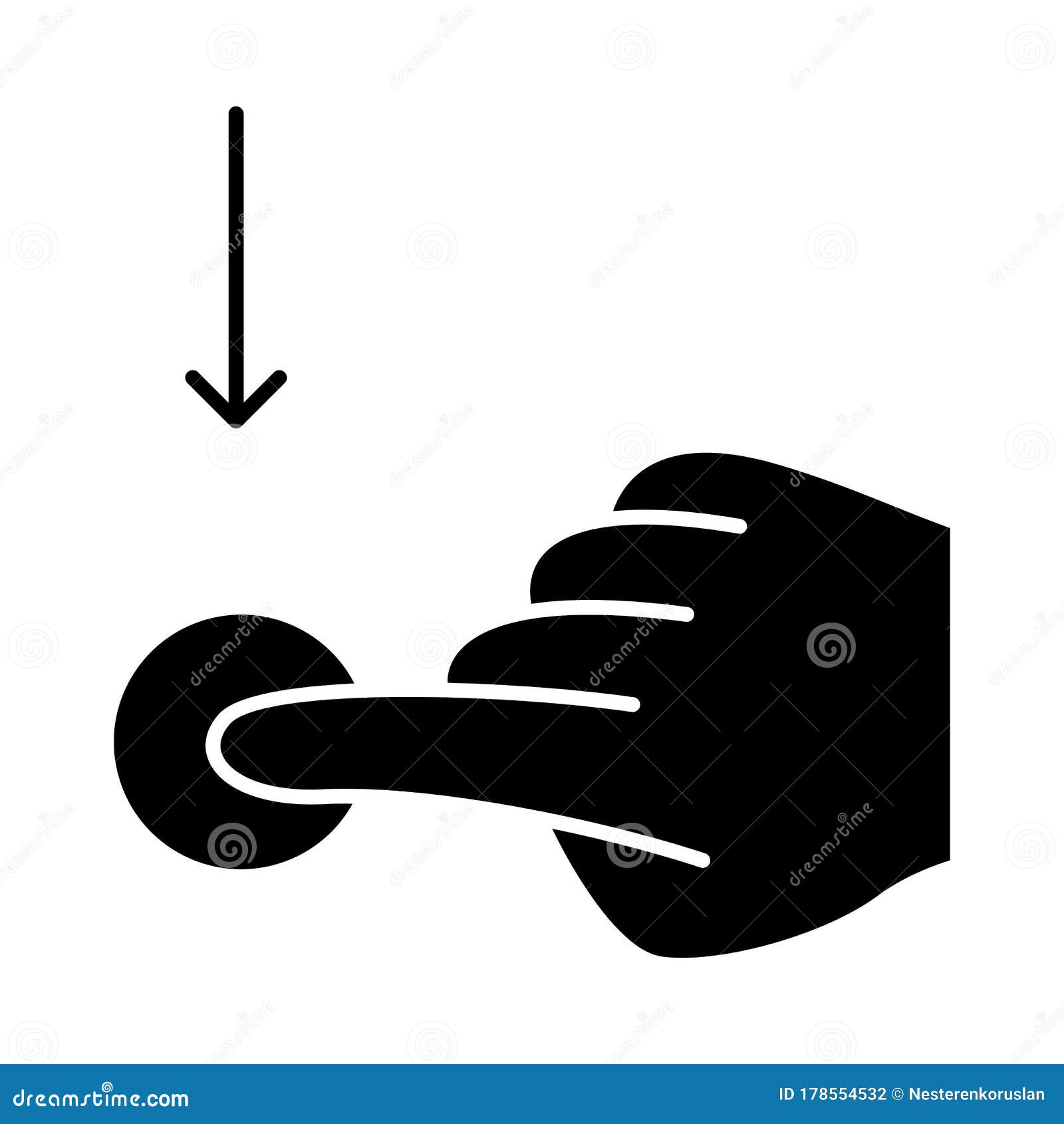 Vertical Scroll Down Gesture Glyph Icon Stock Vector - Illustration of ...