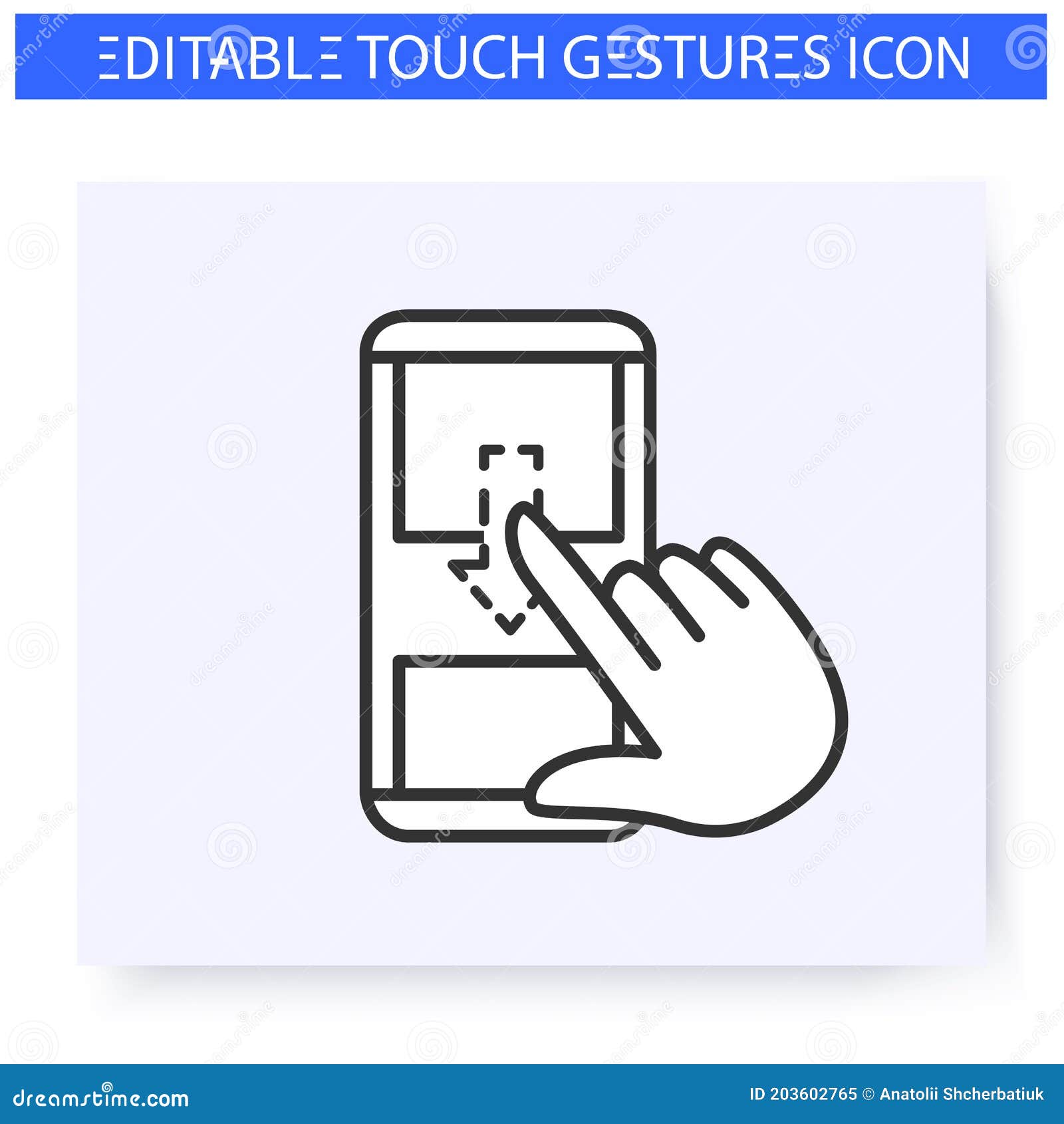 Vertical Scroll Down Hand Gesture Line Icon Stock Vector - Illustration of move, contour: 203602765