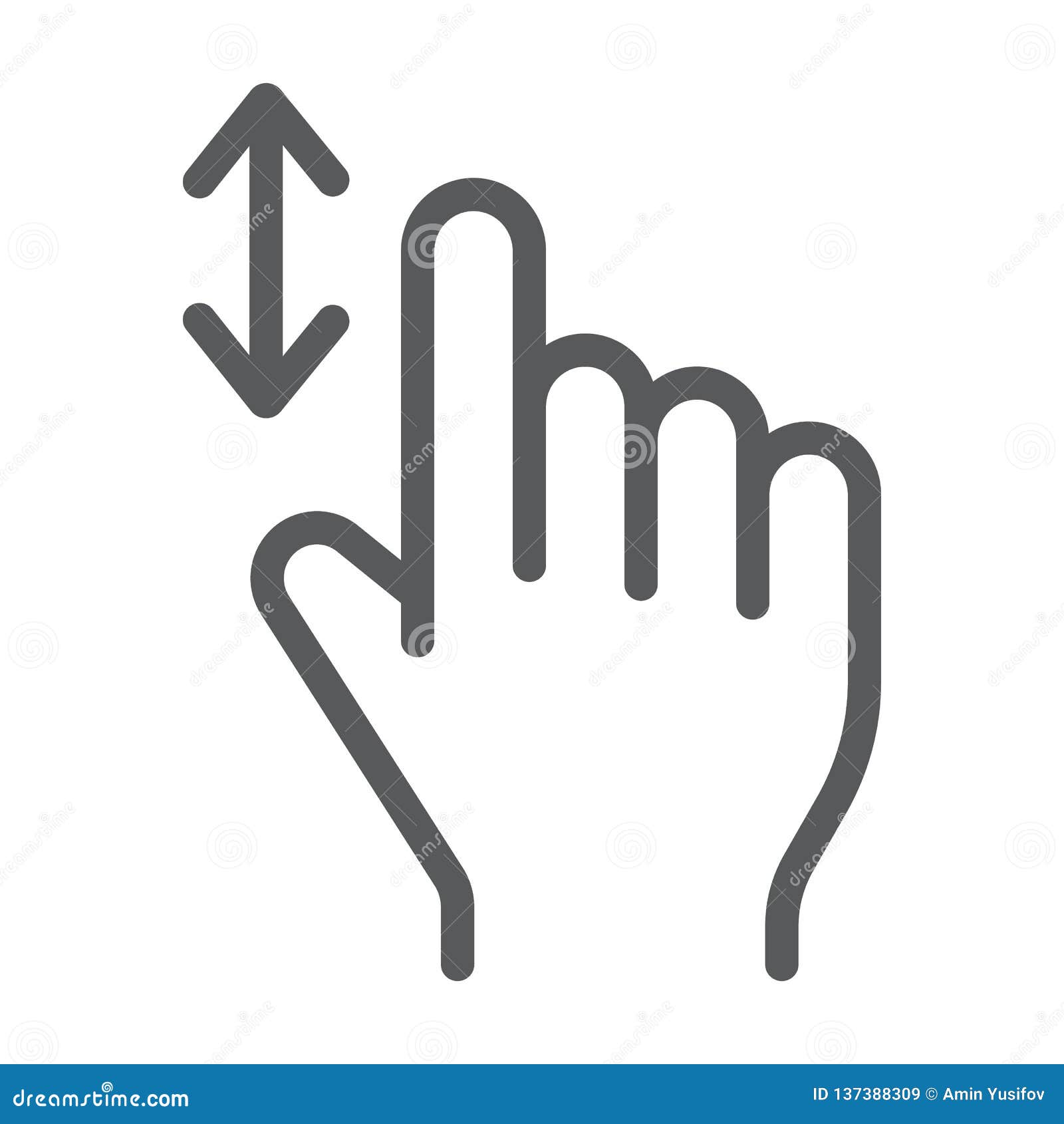 Vertical Scroll Line Icon, Finger and Gesture, Hand Sign, Vector ...