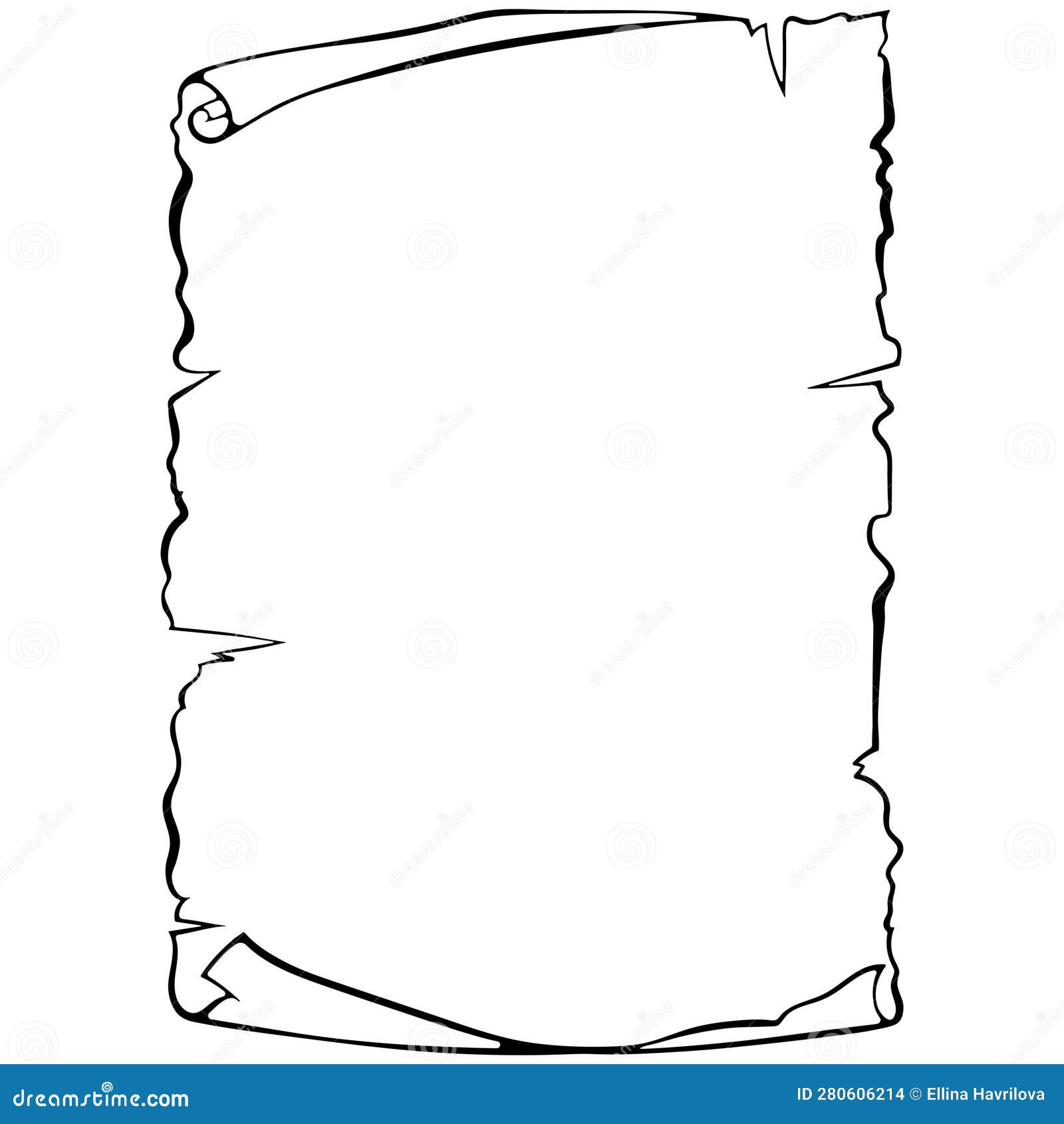 Vertical Scroll Paper Line Art Stock Vector - Illustration of retro ...