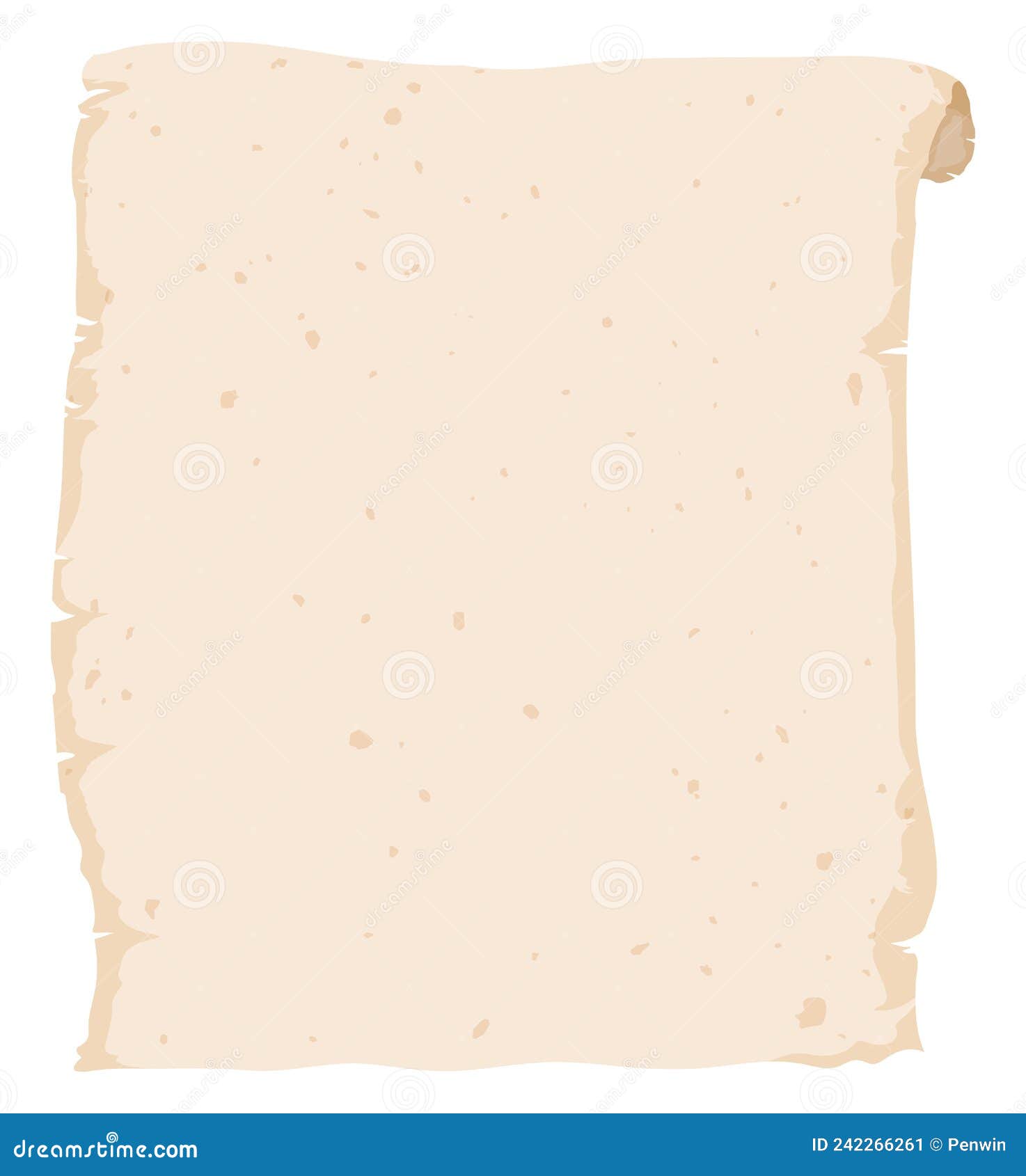 Vertical Scroll Template with Curled Corner and Ripped Borders, Vector ...