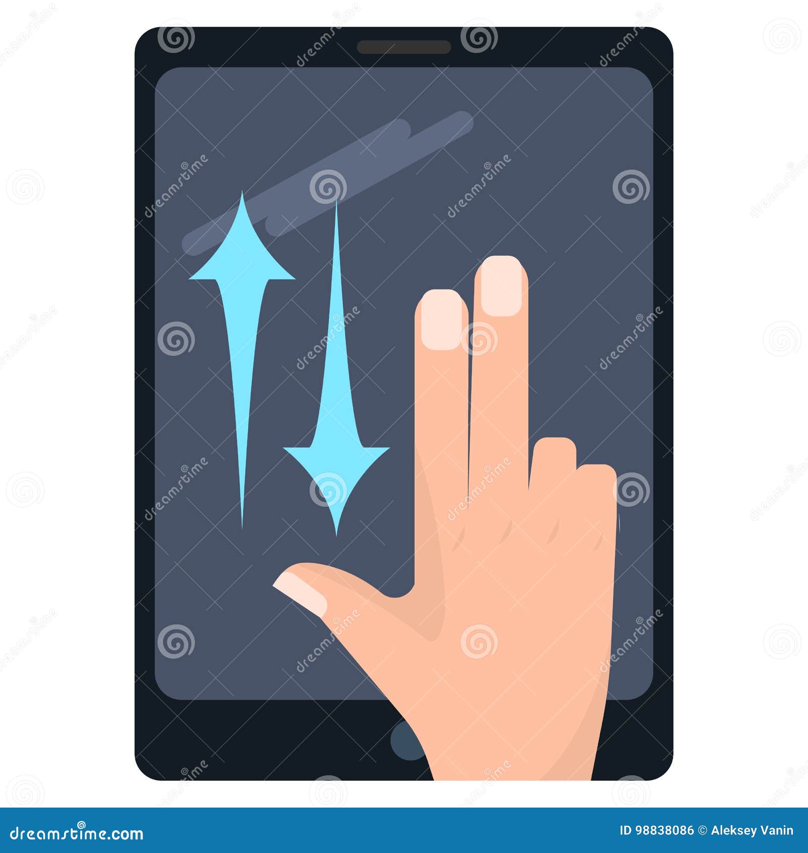 Vertical Scroll Touch Screen Gesture on Tablet Illustration Stock ...