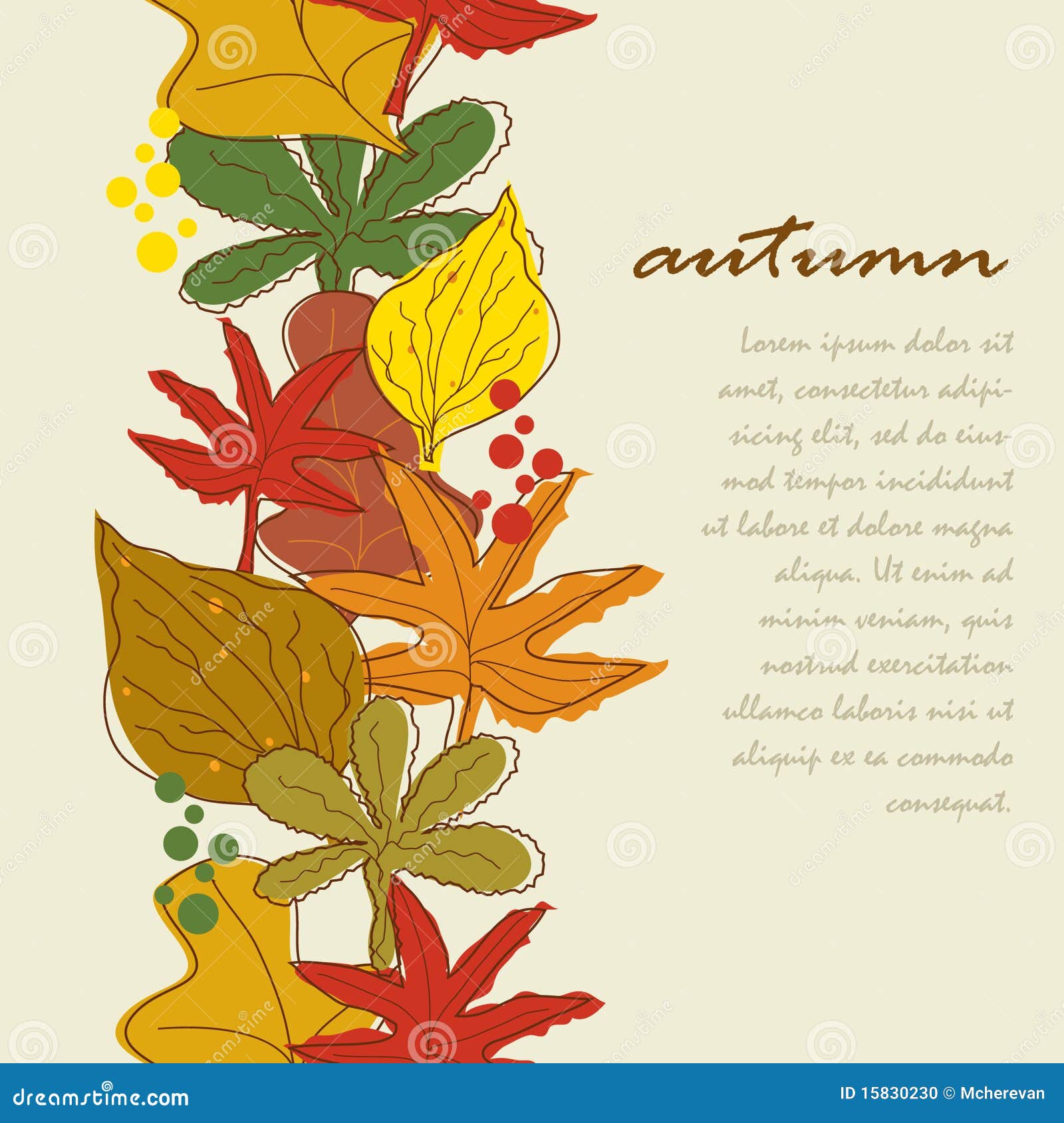 Vertical Seamless Border with Autumn Leaves Backgr Stock Vector ...