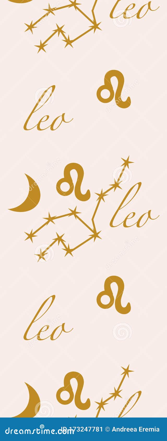 Vertical Seamless Border with Leo Elements Stock Vector - Illustration ...