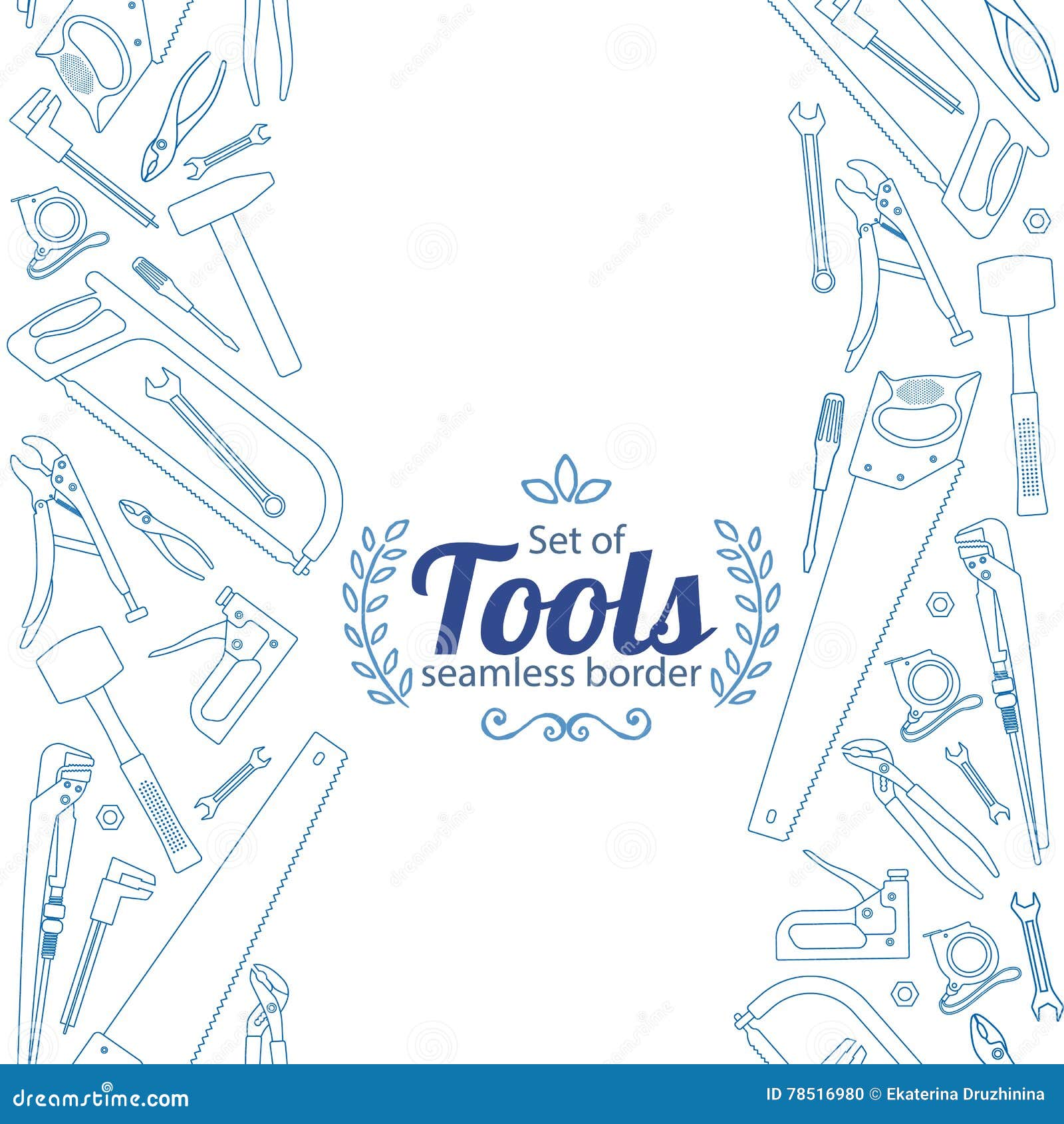 Vertical Seamless Borders of Repair Tools Icons Stock Vector ...