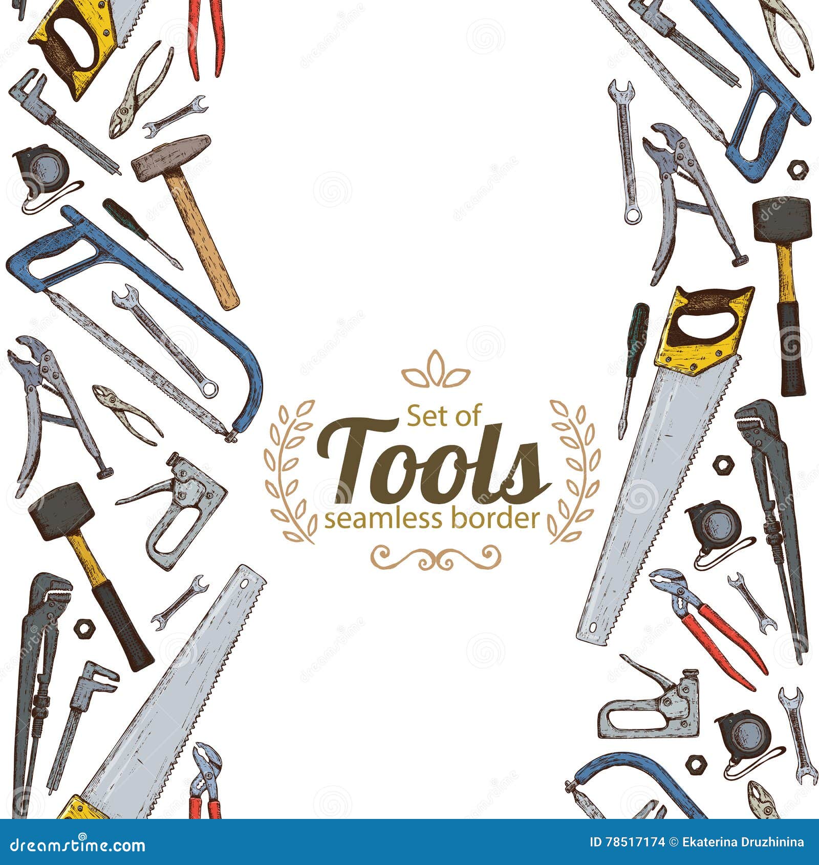 Vertical Seamless Borders of Repair Tools Icons Stock Vector ...