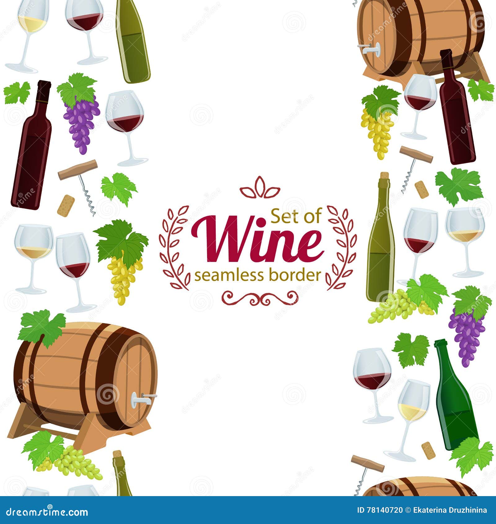 Vertical Seamless Borders of Wine Icons Stock Vector - Illustration of ...