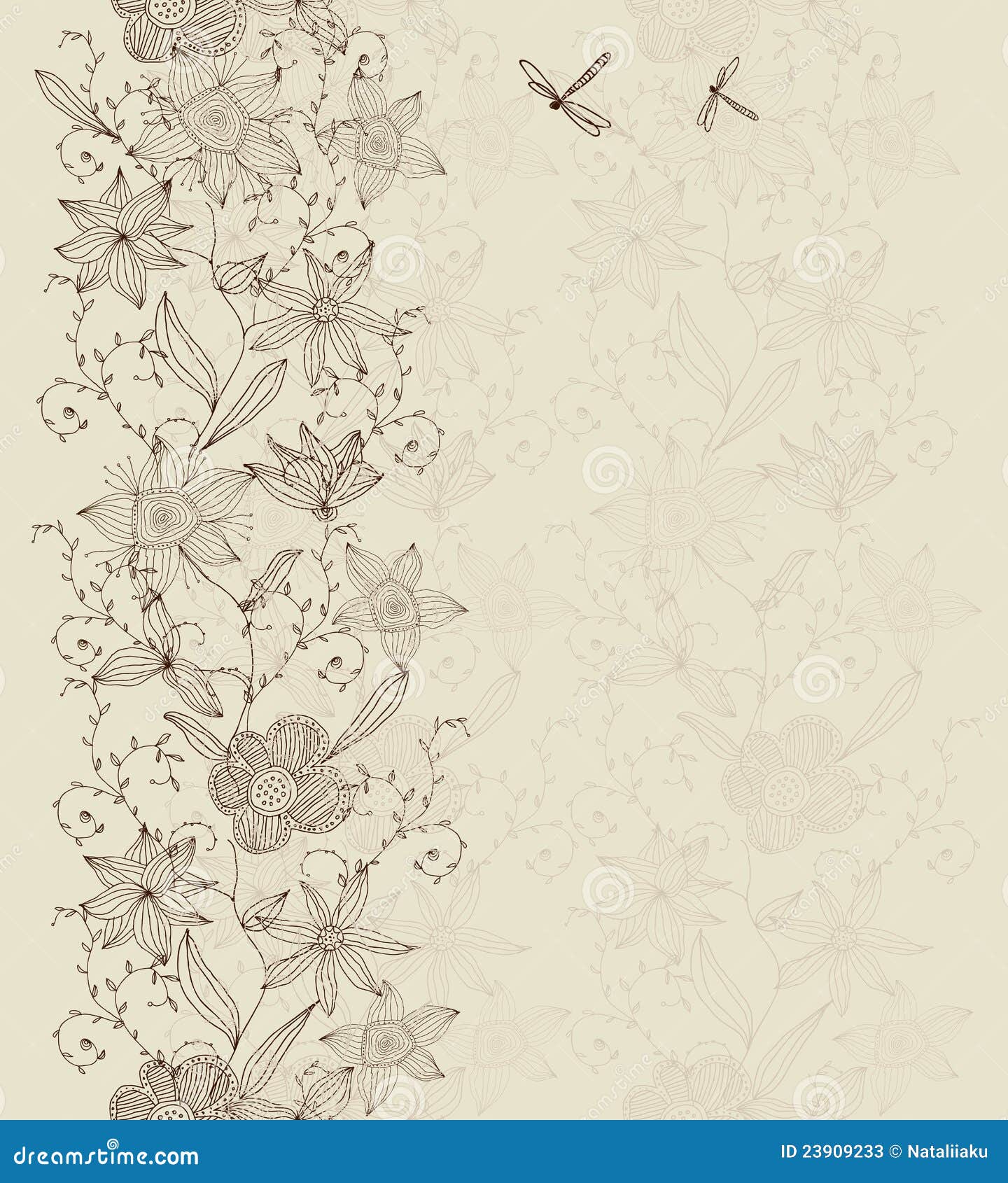 Vertical Seamless Floral Pattern in Vector Stock Vector - Illustration ...