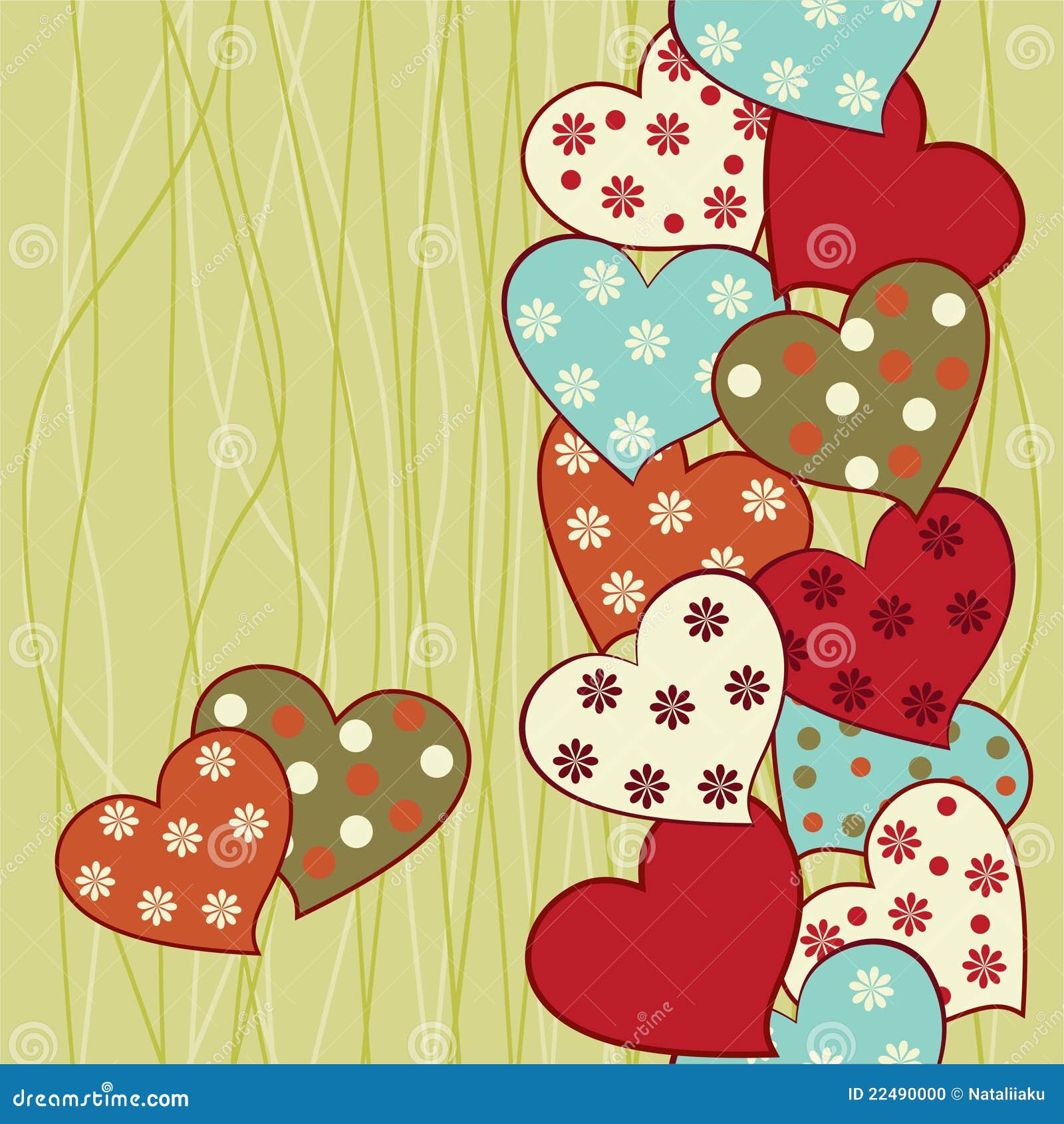 Vertical Seamless Pattern with Hearts in Vector Stock Vector ...