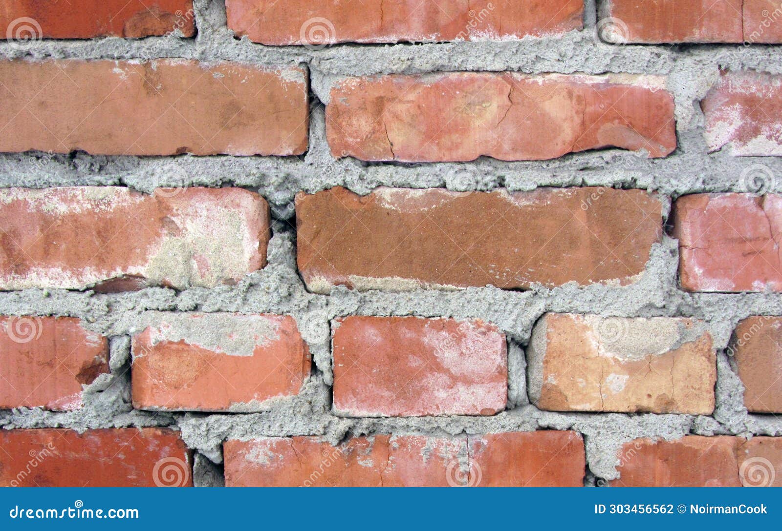Vertical Seamless Texture Old Red Brickwork Delaminating Brick Rough ...