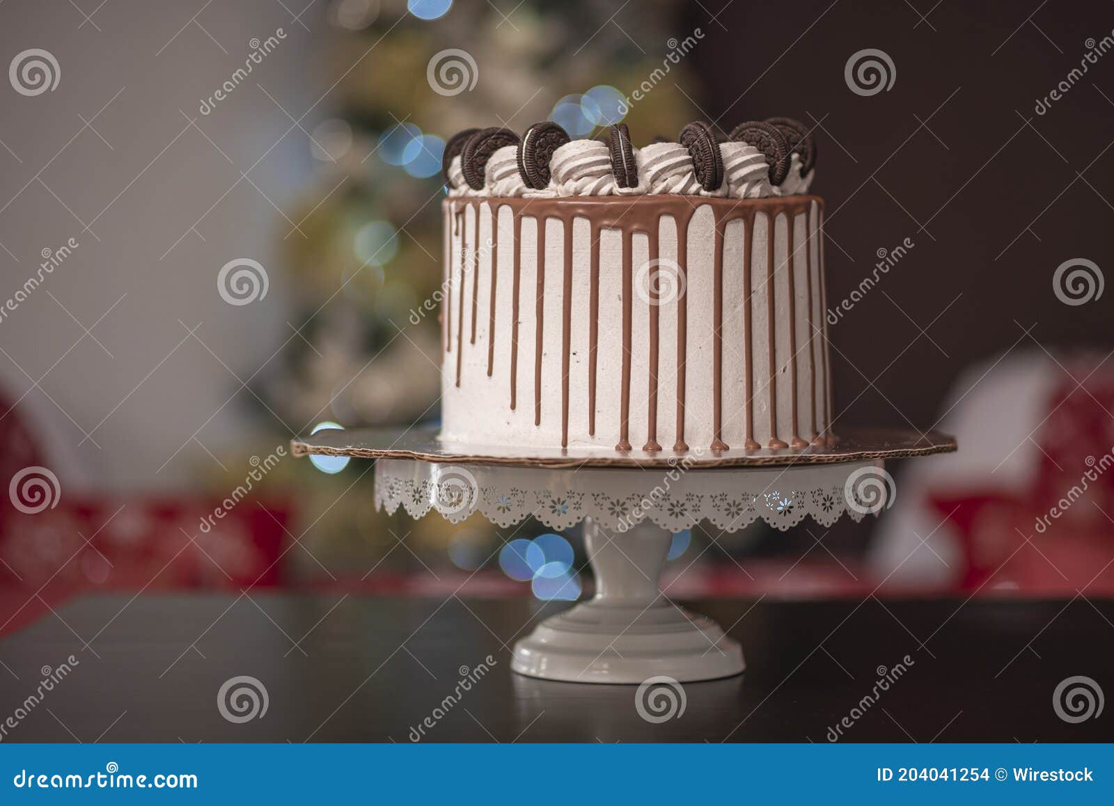 Selective Focus Shot of an Appetizing Cake Decorated with Liquid ...
