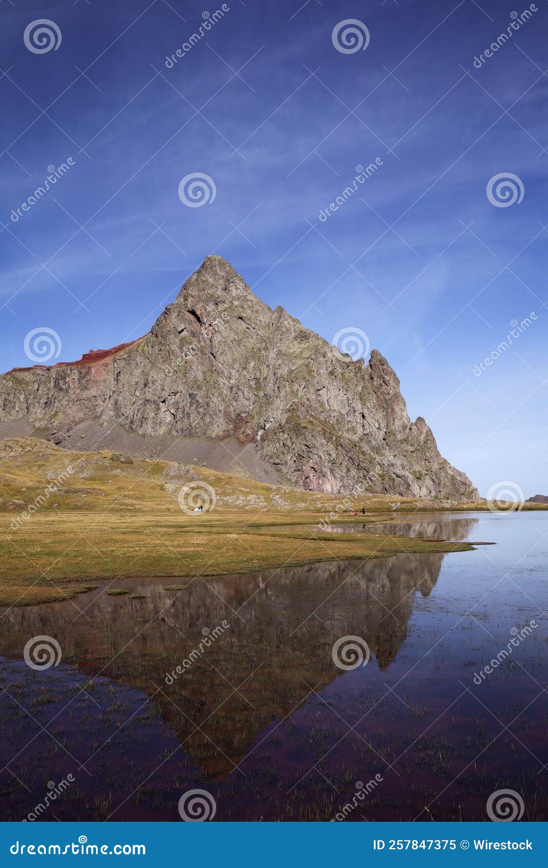 Vertical Shot of the Anayet Mount Reflection in the Lake Stock Image ...