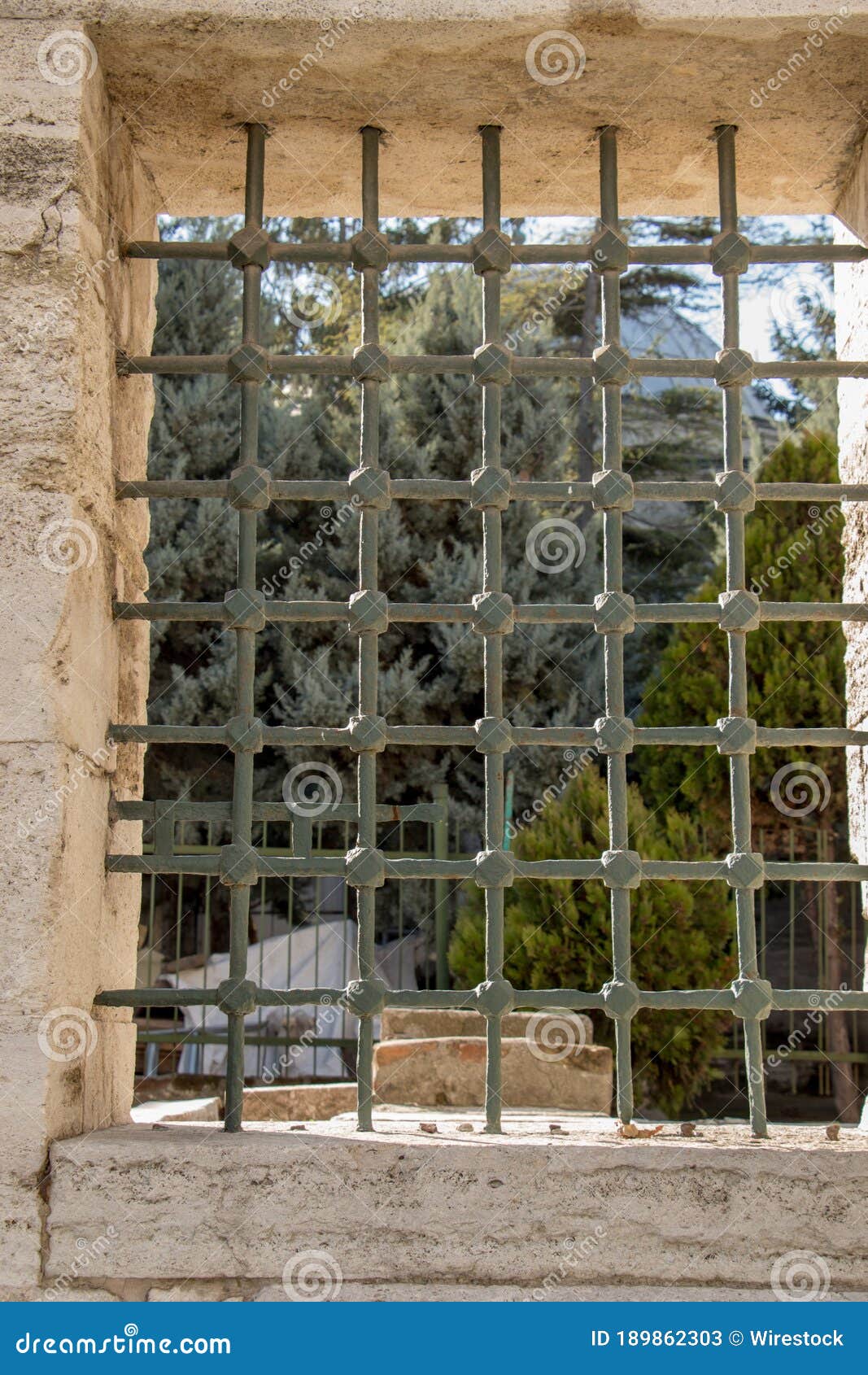 Vertical Shot of an Ancient Style Metallic Window Fence Stock Image ...