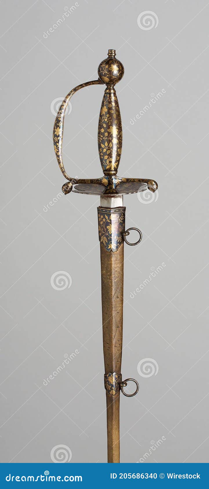 Vertical Shot of an Ancient Sword Isolated on Gray Background Stock ...