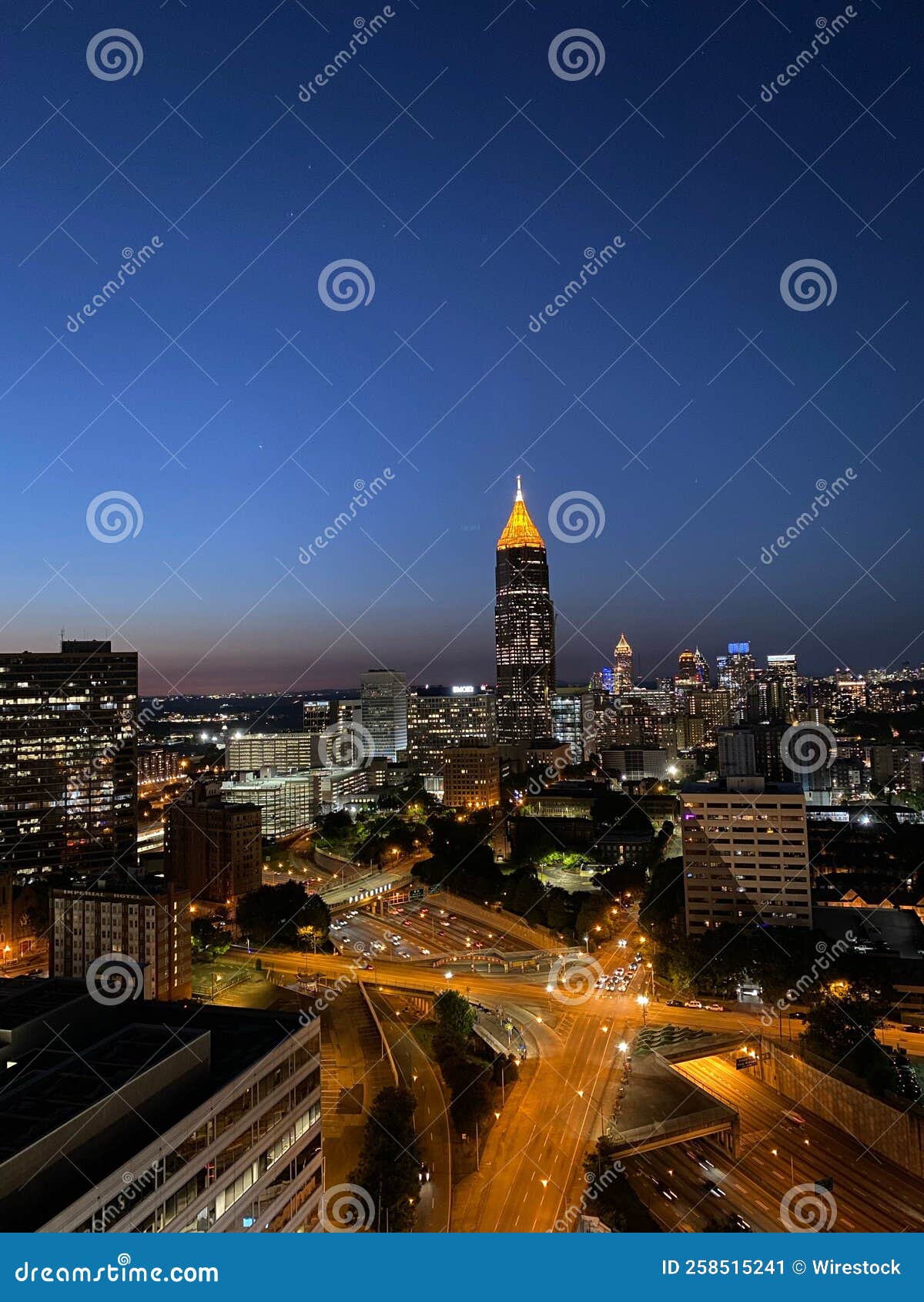 Vertical Shot of Atlanta Skyline at Night Stock Image - Image of ...
