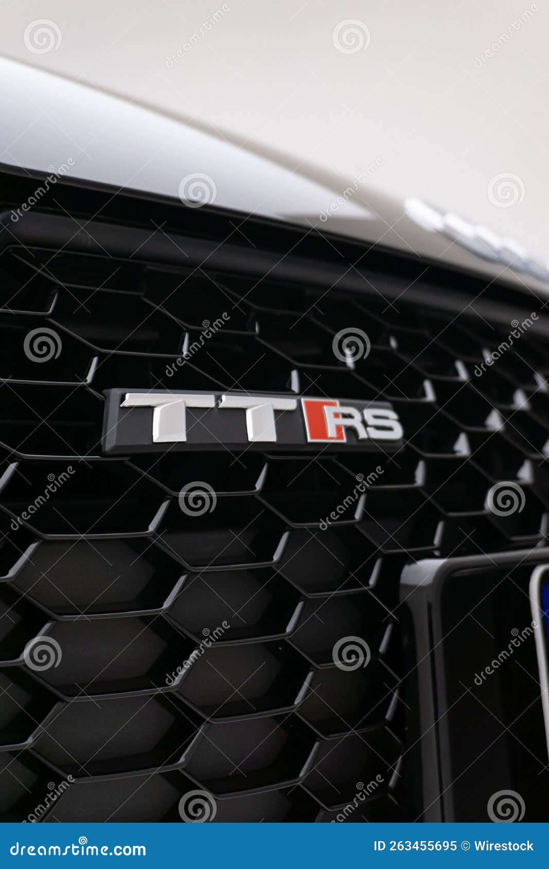 Vertical Shot of an Audi TT RS Model Badge on the Front Grill Editorial ...