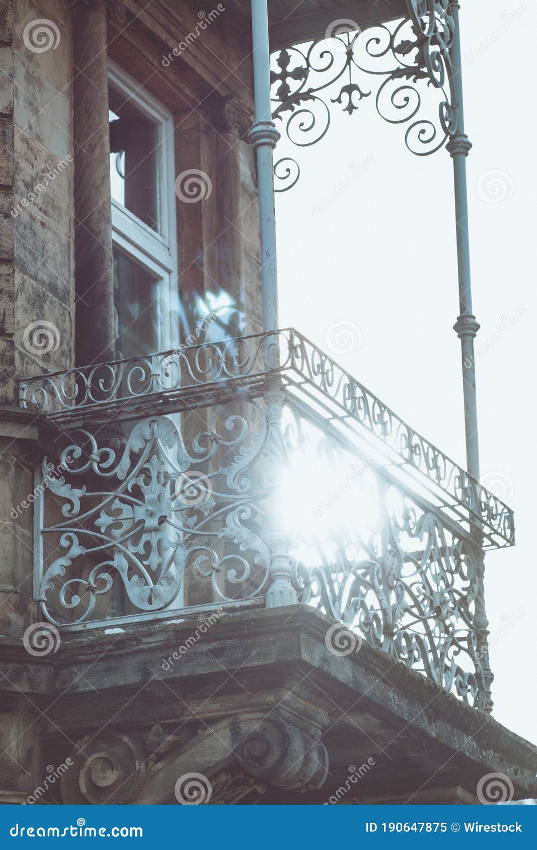 Vertical Shot of a Balcony with a Metal Railing Stock Image - Image of ...