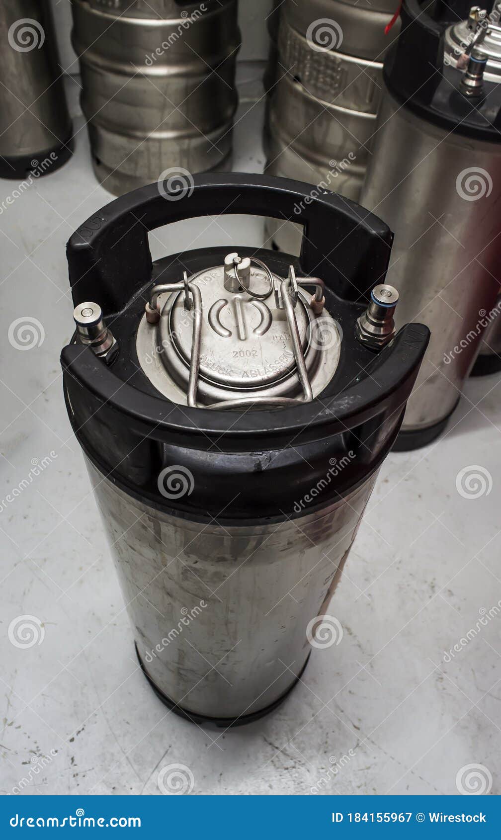 Vertical Shot of a Ball Lock Type Keg with Co2 Input and Beer Output ...