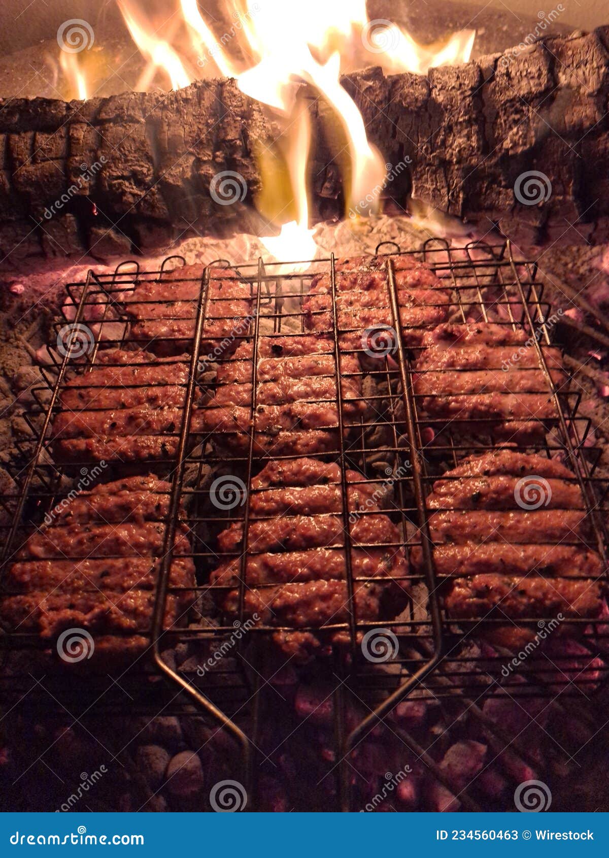 Vertical Shot of Barbeque on the Fire Stock Image - Image of dish, meat ...