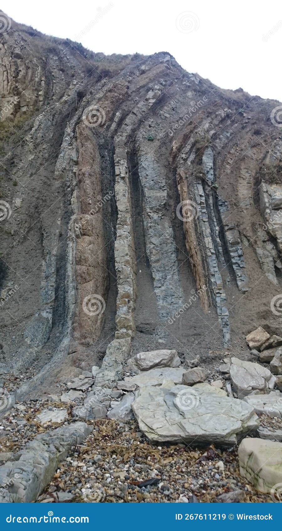 Vertical Shot of Basalt Pillars on the Cliff Stock Image - Image of ...
