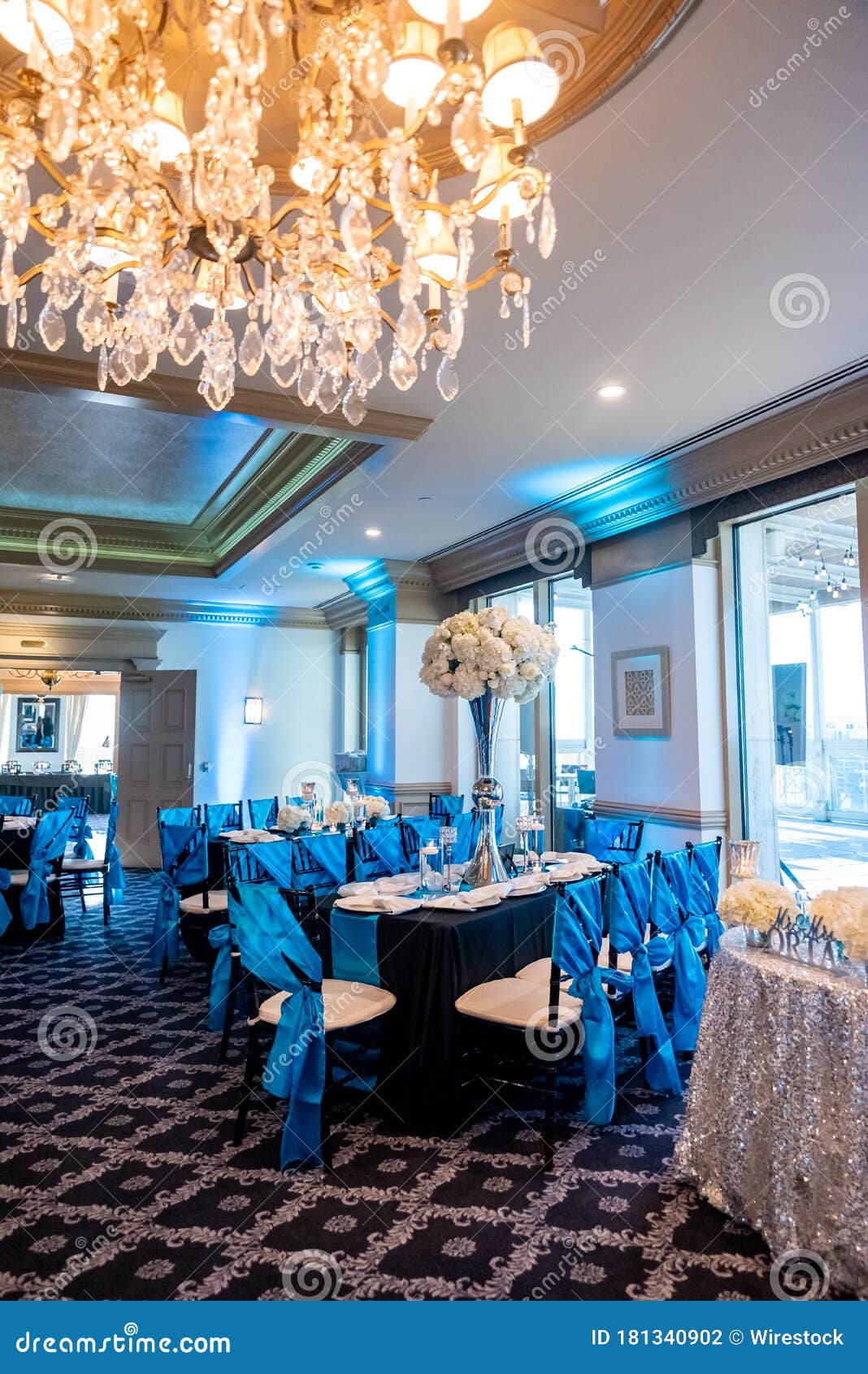 Vertical Shot of Beautiful Decorations at the Wedding Reception Stock ...