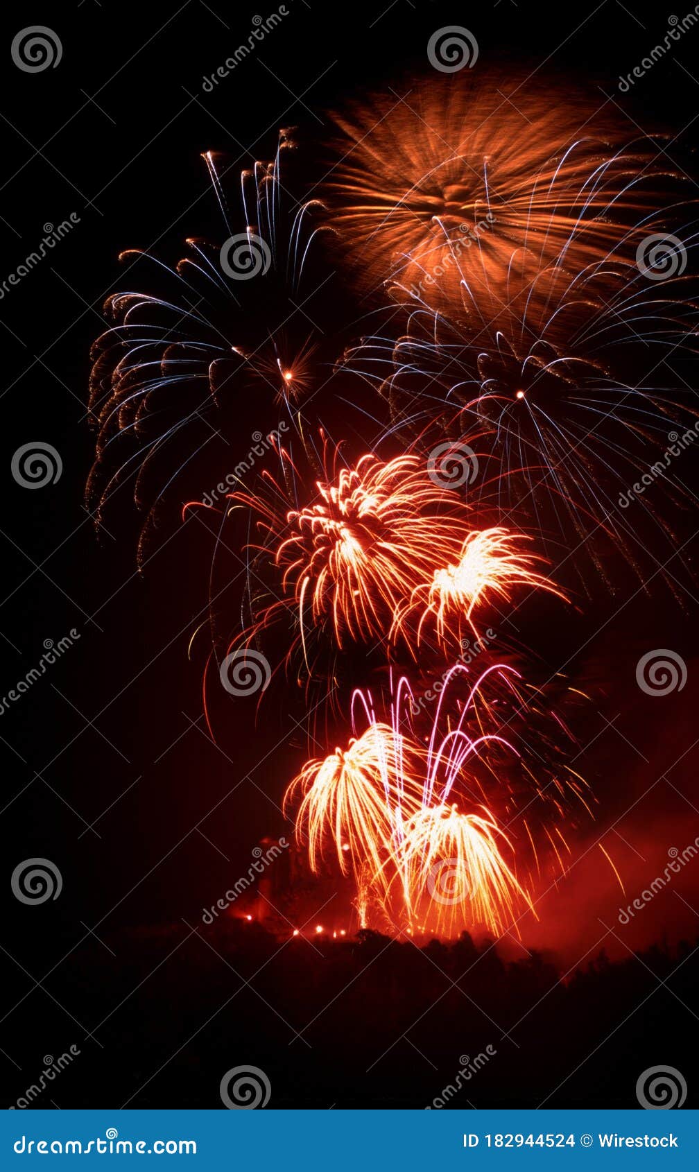 Vertical Shot of the Beautiful Festive Fireworks Captured during the ...