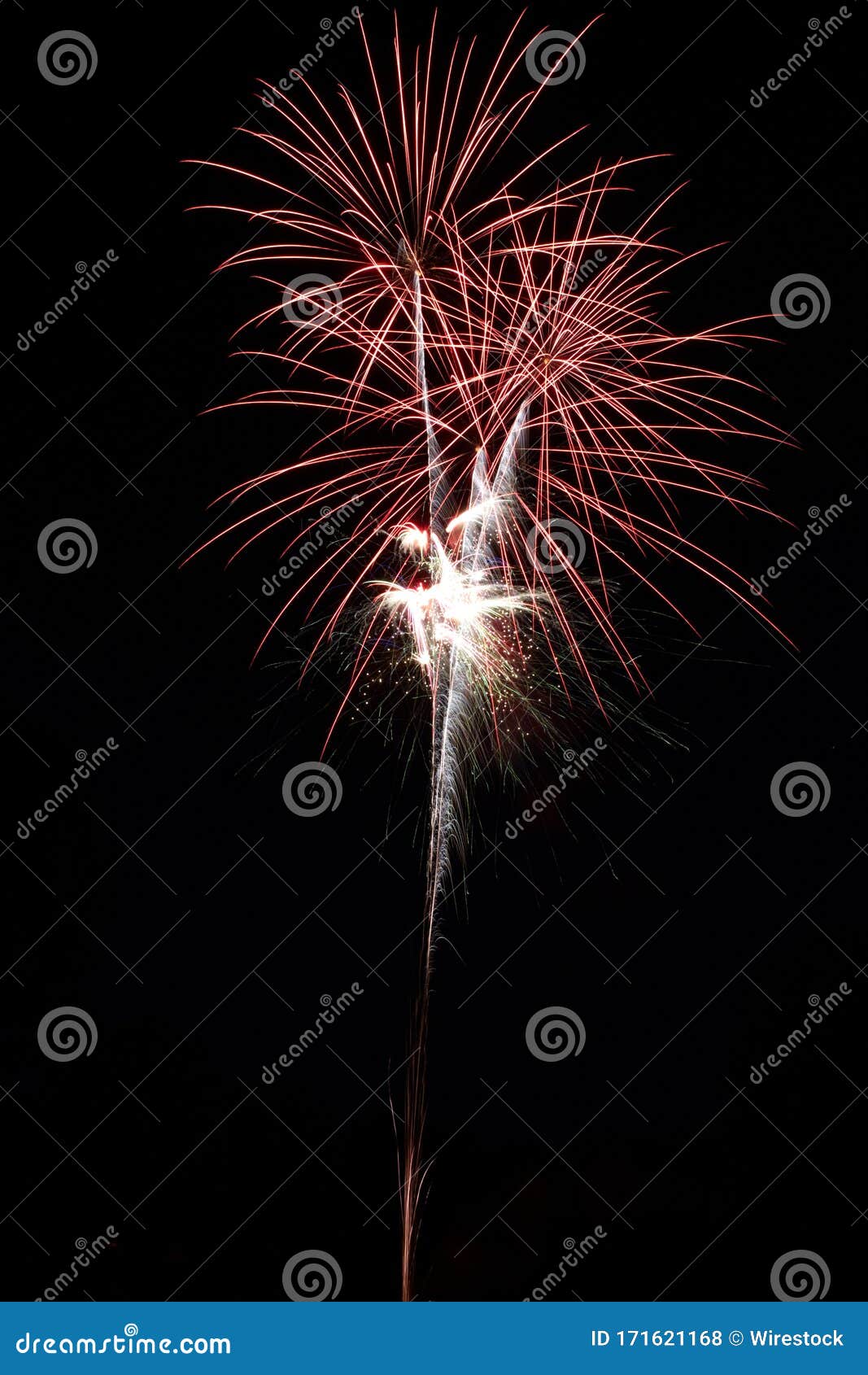 Vertical Shot of Beautiful Fireworks at Night Time Stock Photo - Image ...