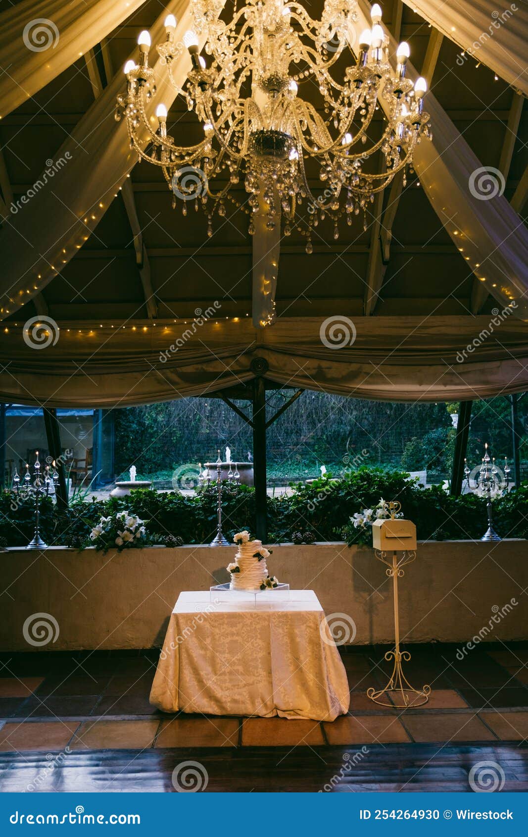 Vertical Shot of a Beautiful Illuminated Wedding Venue Stock Photo ...