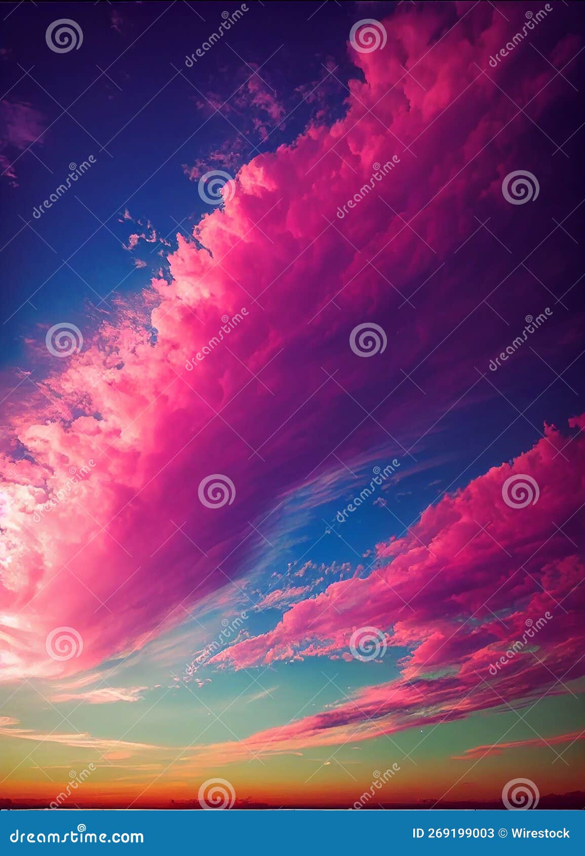 Vertical Shot of Beautiful Pink Clouds in the Sunset Sky Stock Image ...