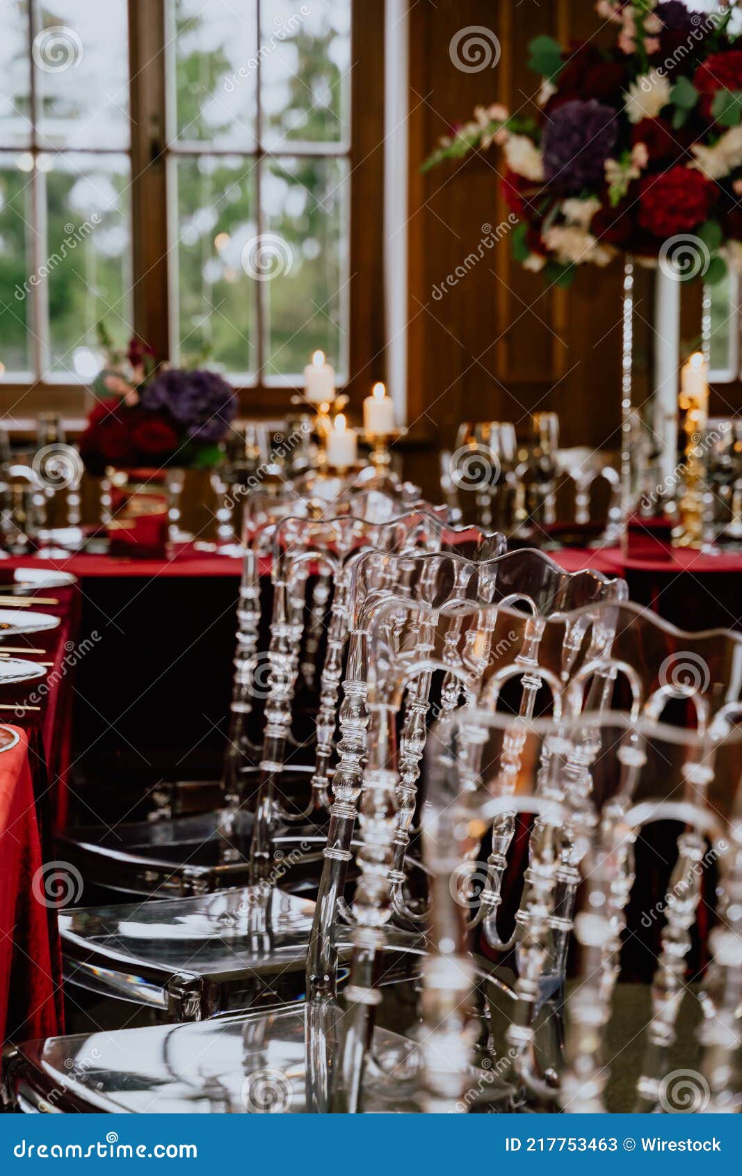 Vertical Shot of Beautifully Decorated Dining Tables Set Stock Image ...