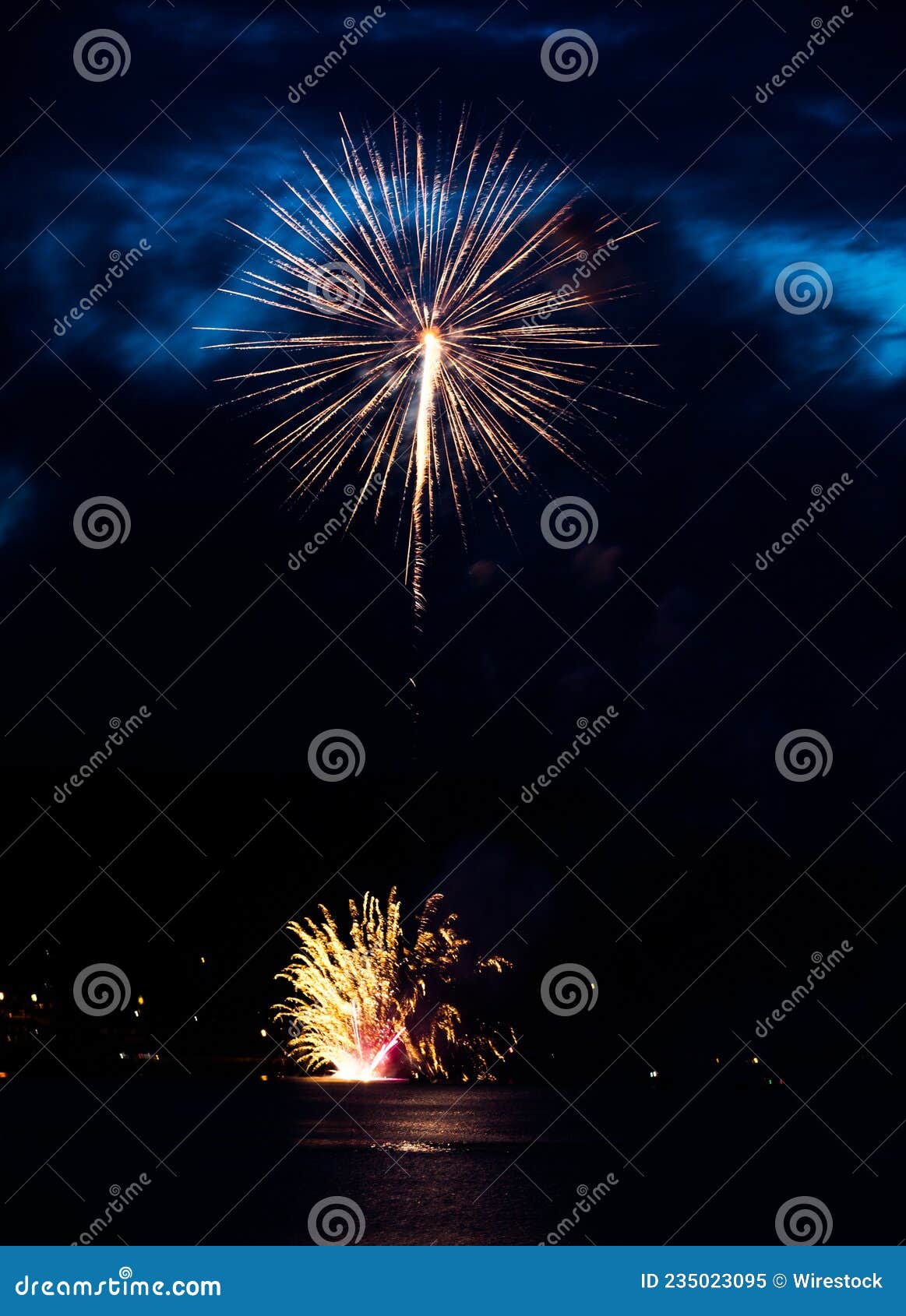 Vertical Shot of Big Colorful Fireworks in the Night Sky Stock Image ...